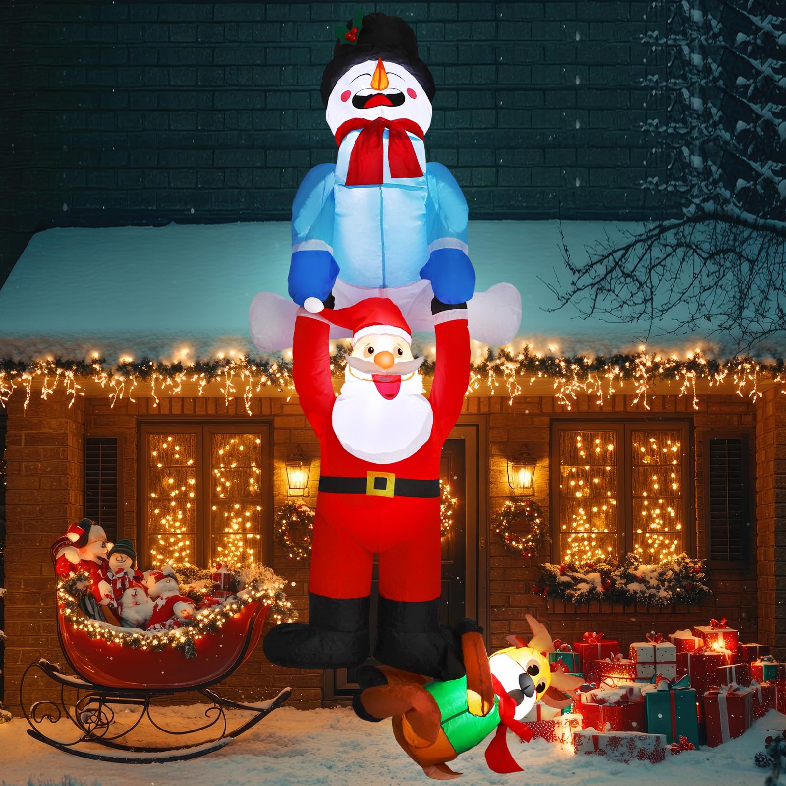 Snapklik.com : 8FT Christmas Inflatable Decoration Snowman Pulling ...