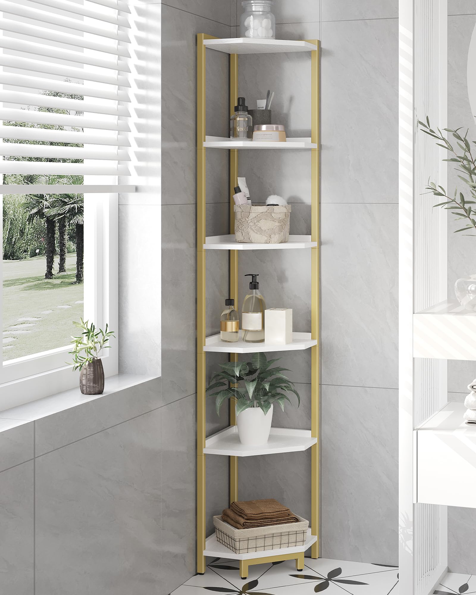 Snapklik.com : Hzuaneri Corner Shelf Stand, Corner Bookshelf, Storage ...