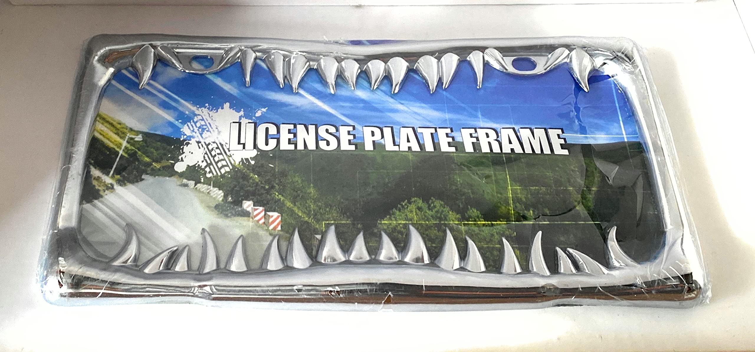 Amazon.com: DMSE Universal Metal Shark Tooth Teeth Jaws License Plate ...