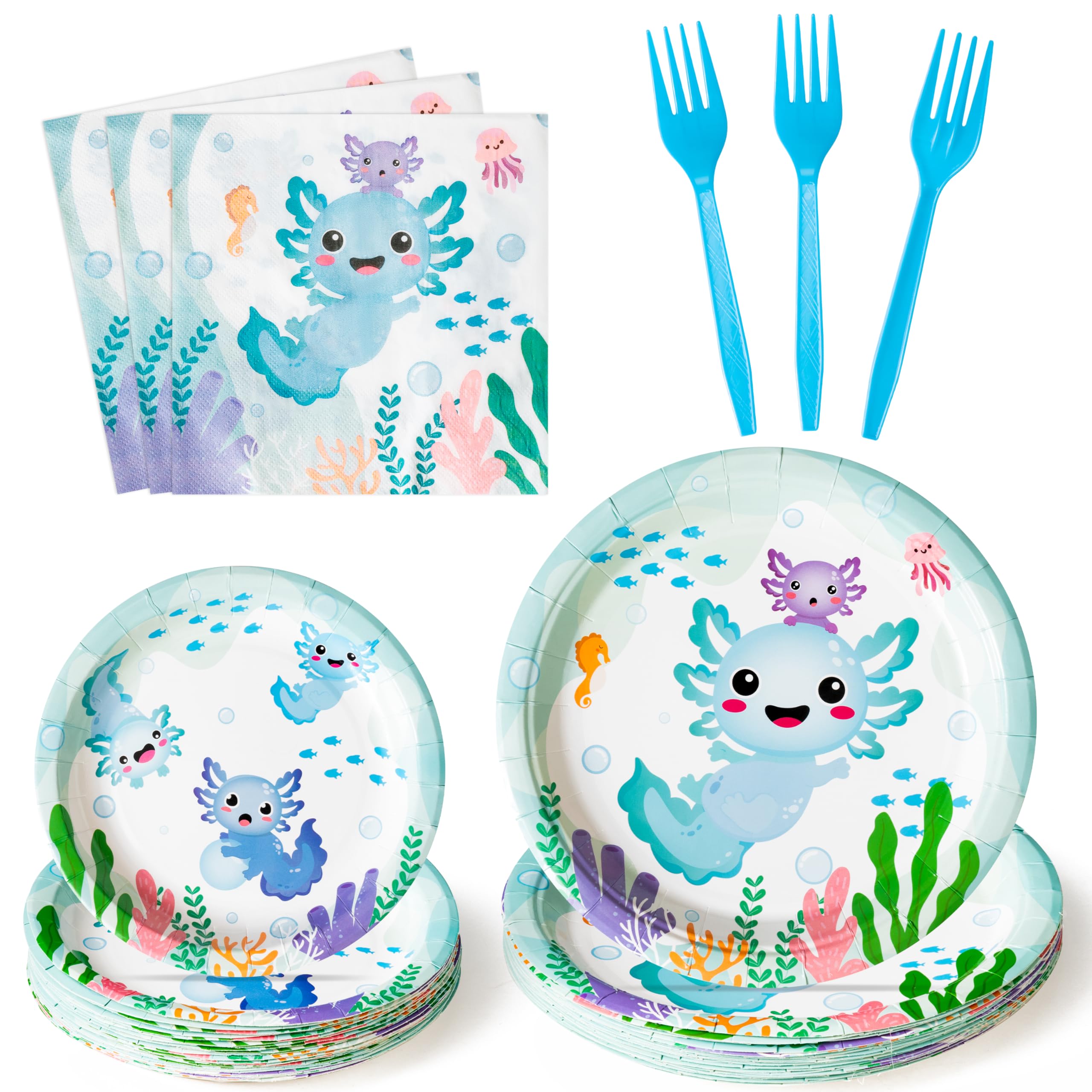 Amazon.com: G1ngtar 96Pcs Blue Axolotl Party Plates Supplies - Cute ...