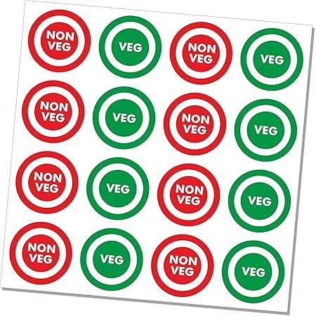 Anne Print Solutions® Non Veg + Veg Stickers Labels for Hotel Stickers ...