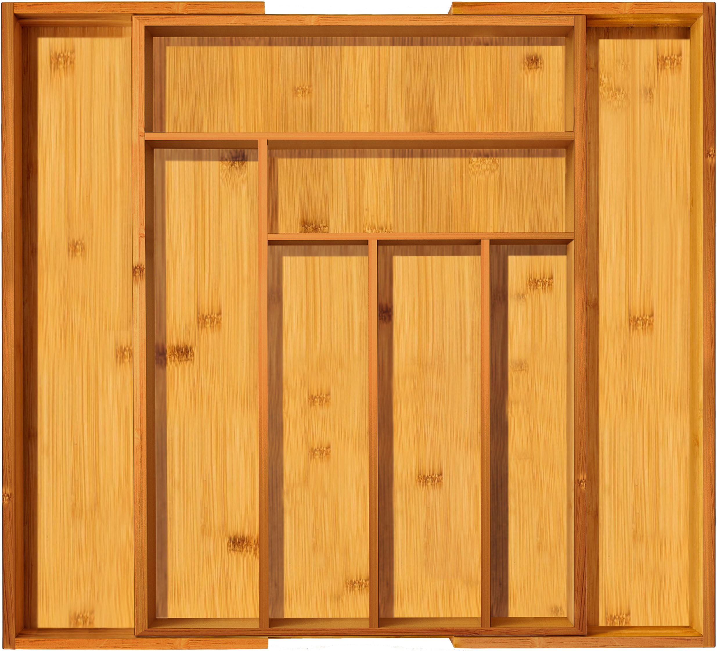 KICHLY Bamboo Kitchen Drawer Organizer - Expandable Utensil Organizer ...