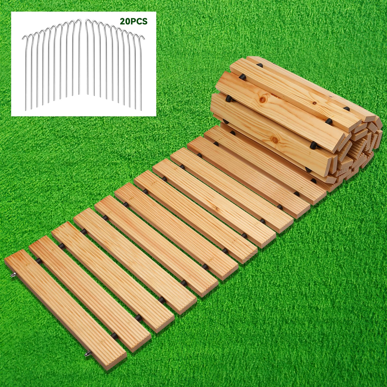 Amazon.com : 8FT Wooden Garden Pathway Outdoor Roll Out Walkway with ...