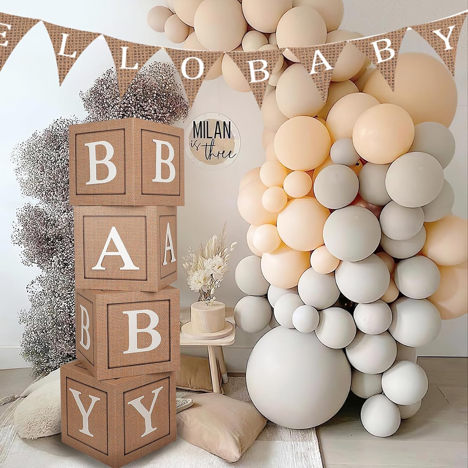 Amazon.com: Keencopper Burlap Print Baby Boxes with Letters for Baby ...