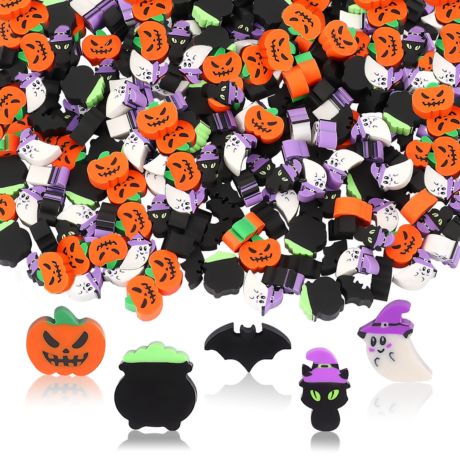 Amazon.com: JUNEBRUSHS 150 Pcs Halloween Mini Erasers for Kids, Cute ...
