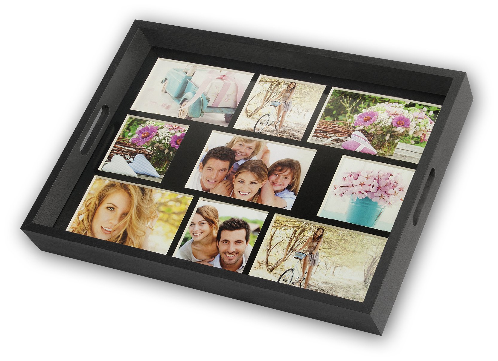 Zep Wooden Photo Tray for 9 Photographs, Wood, Black, 43 x 35 x 5 cm ...