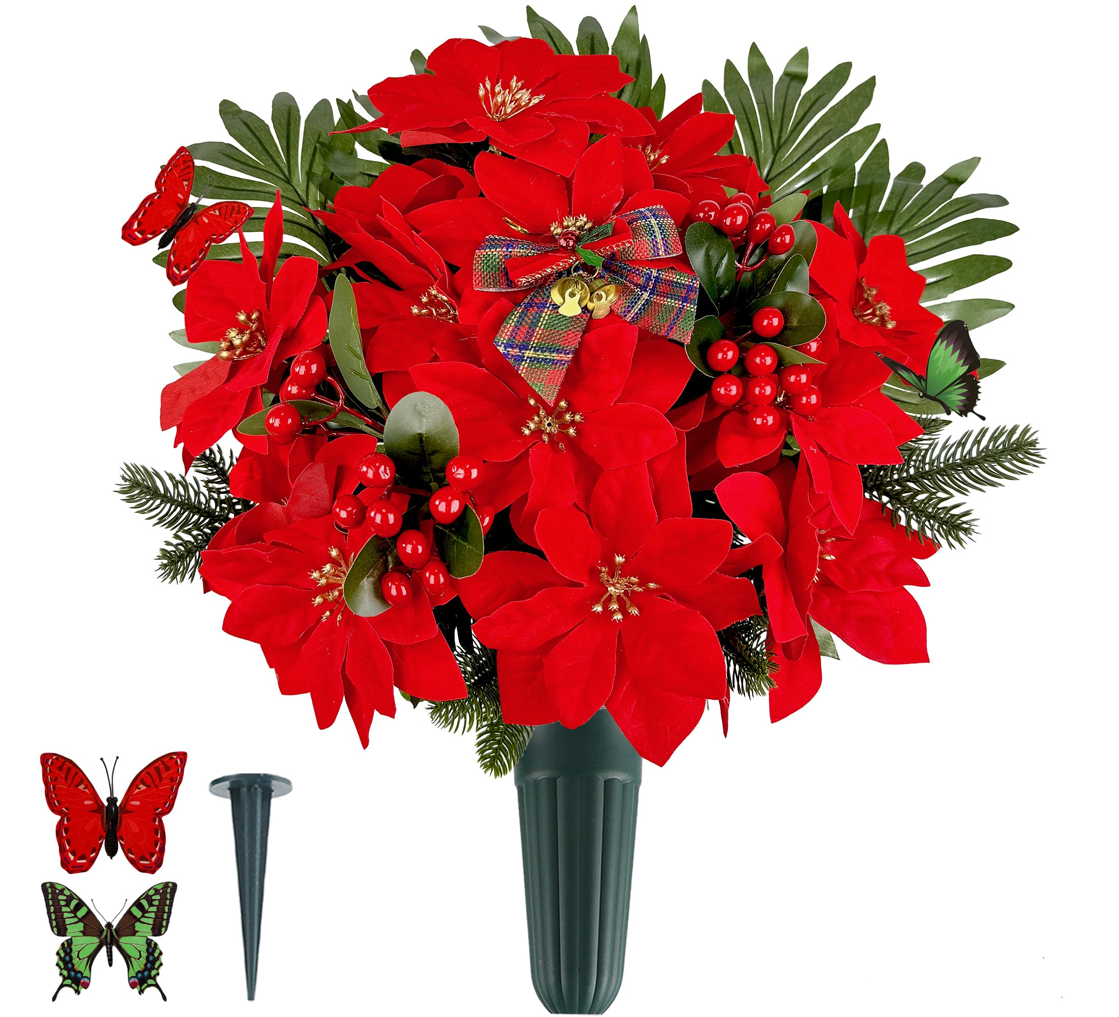 Amazon.com: SUHOOKOO Christmas Cemetery Flowers for Grave Decoration ...
