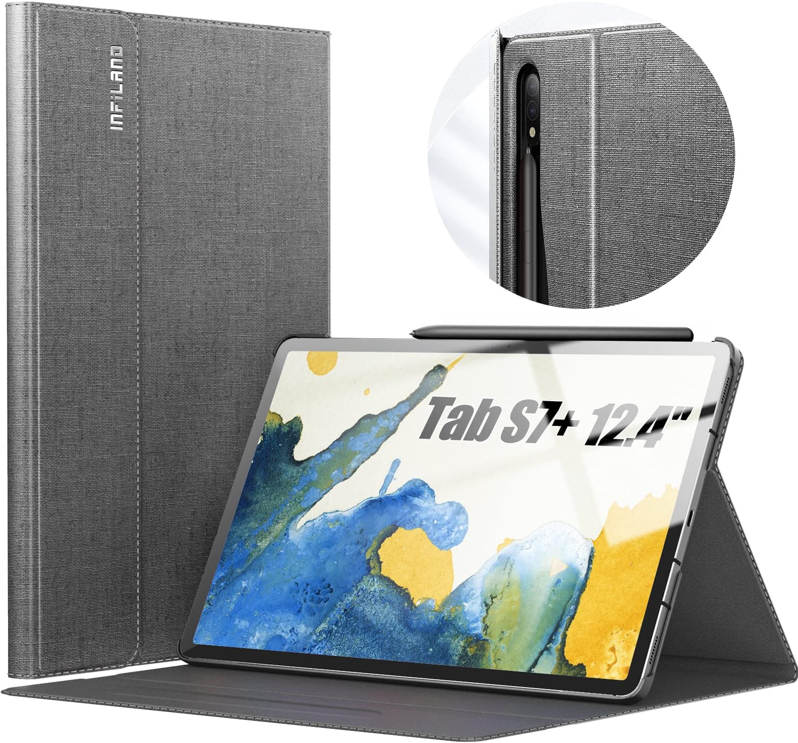 Amazon.com: INFILAND Galaxy Tab S9 Ultra Case, Multi-Angle Stand Cover ...