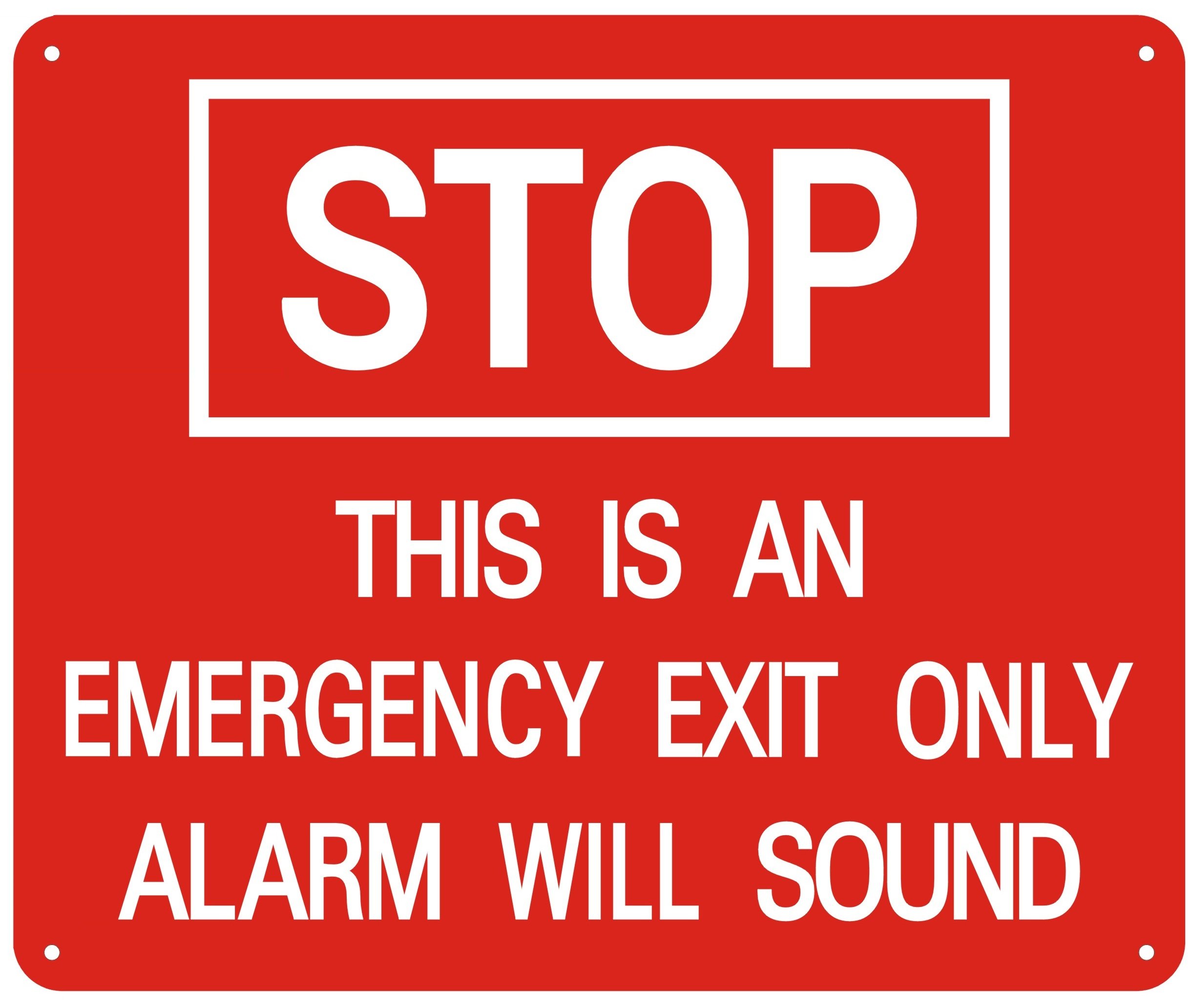 Emergency Exit Only Alarm Will Sound Sign StickerTalk Large Emergency