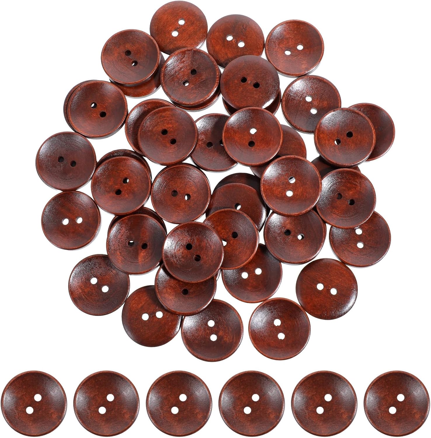 Amazon.com: 1 Inch Round Wooden Button, 50 Pcs Brown Sewing Button with ...