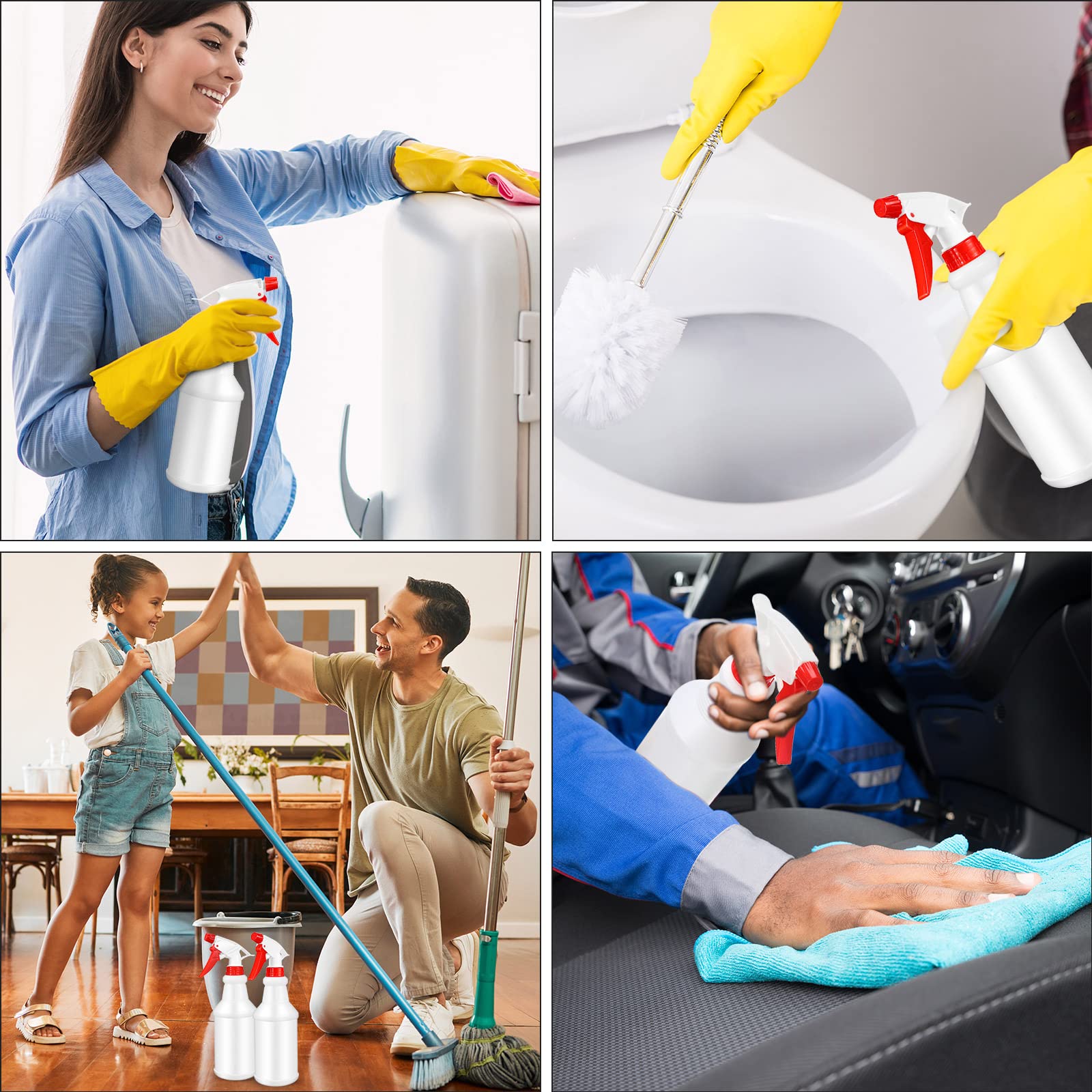 Gerrii 24 Pcs 24oz Plastic Spray Bottle Bulk, Empty Refillable Squirt Bottles for Cleaning ...