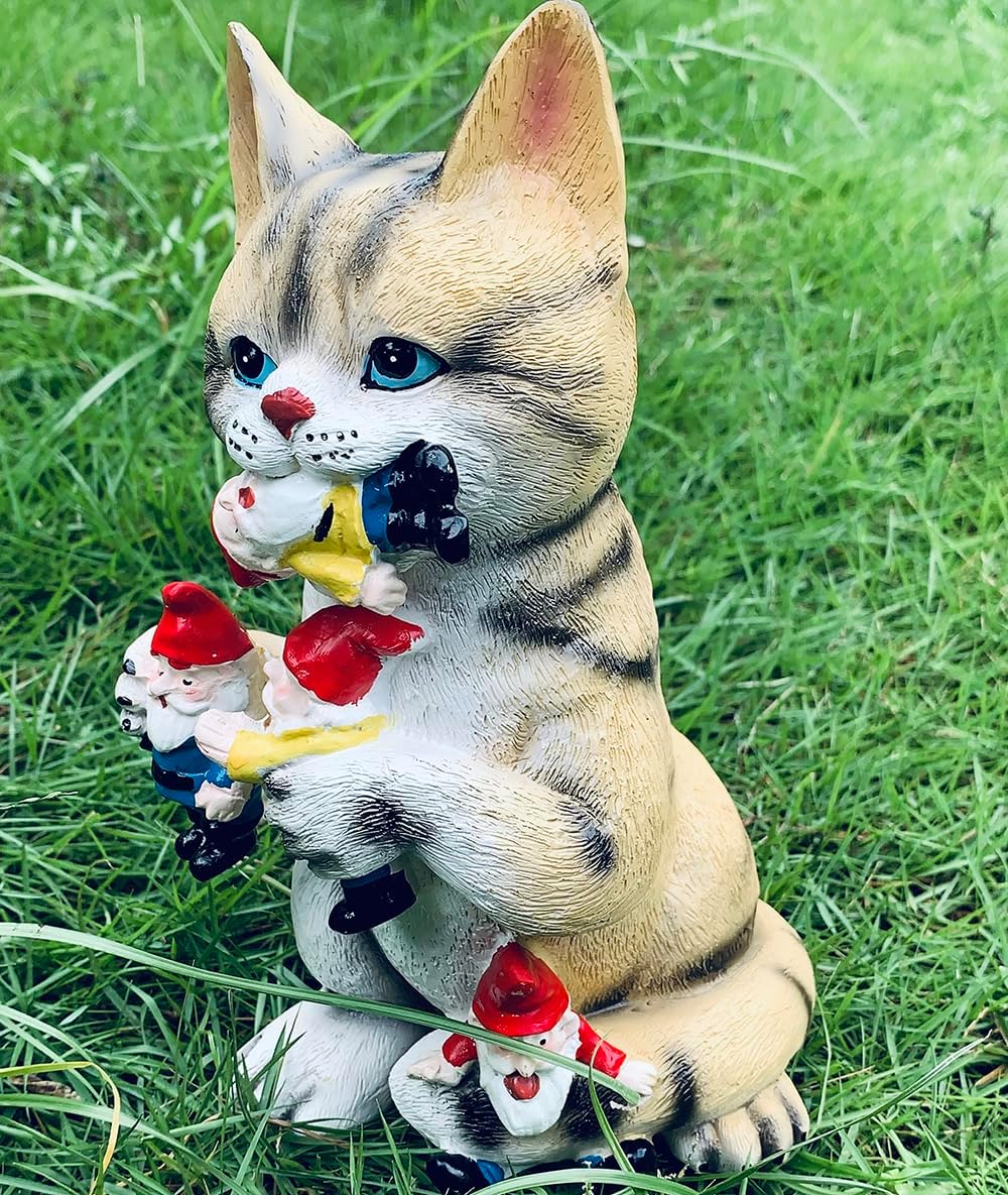 Amazon.com: Kwirkworks 9” Cat Garden Gnome Statue – Funny Lawn Ornament ...