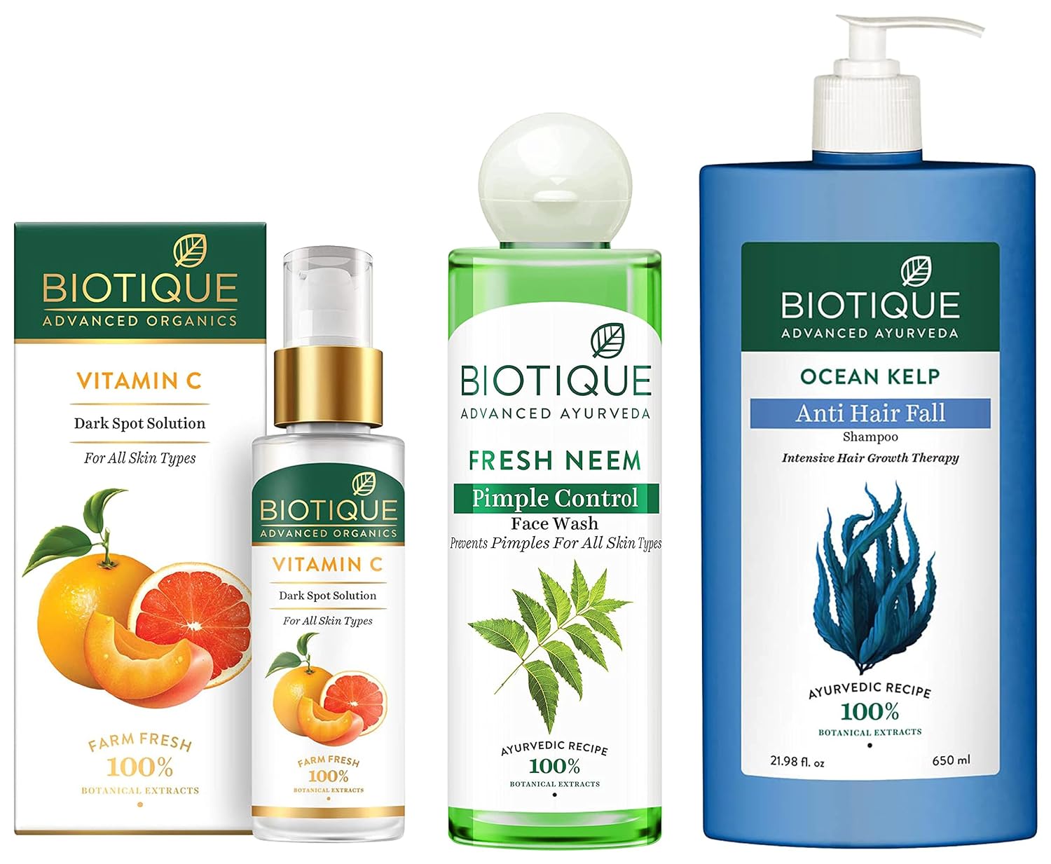 Biotique Vitamin C Dark Spot Solution Serum, 30ml & Bio Ocean Kelp Anti ...