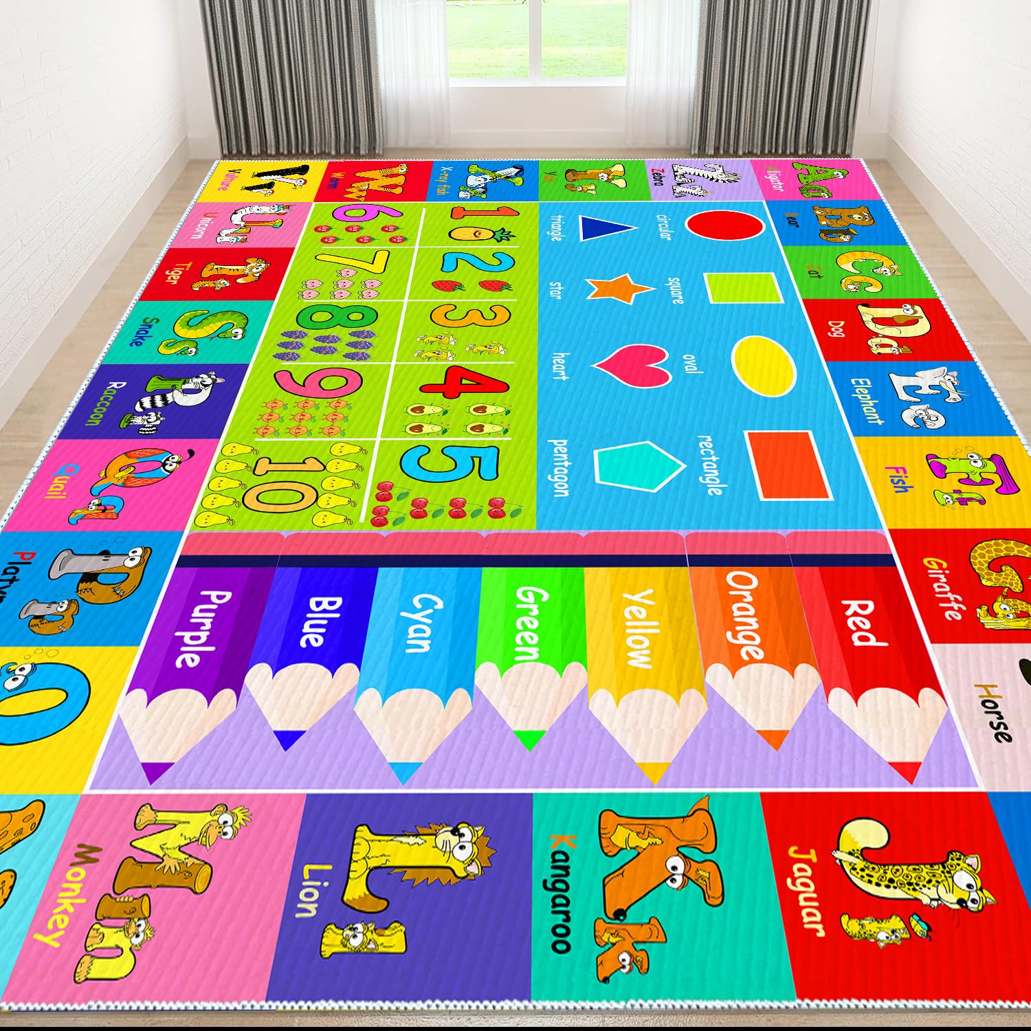 Amazon.com: MLLgYq Kids Alphabet Play Game Rug - 7'x10' ABC Numbers and ...