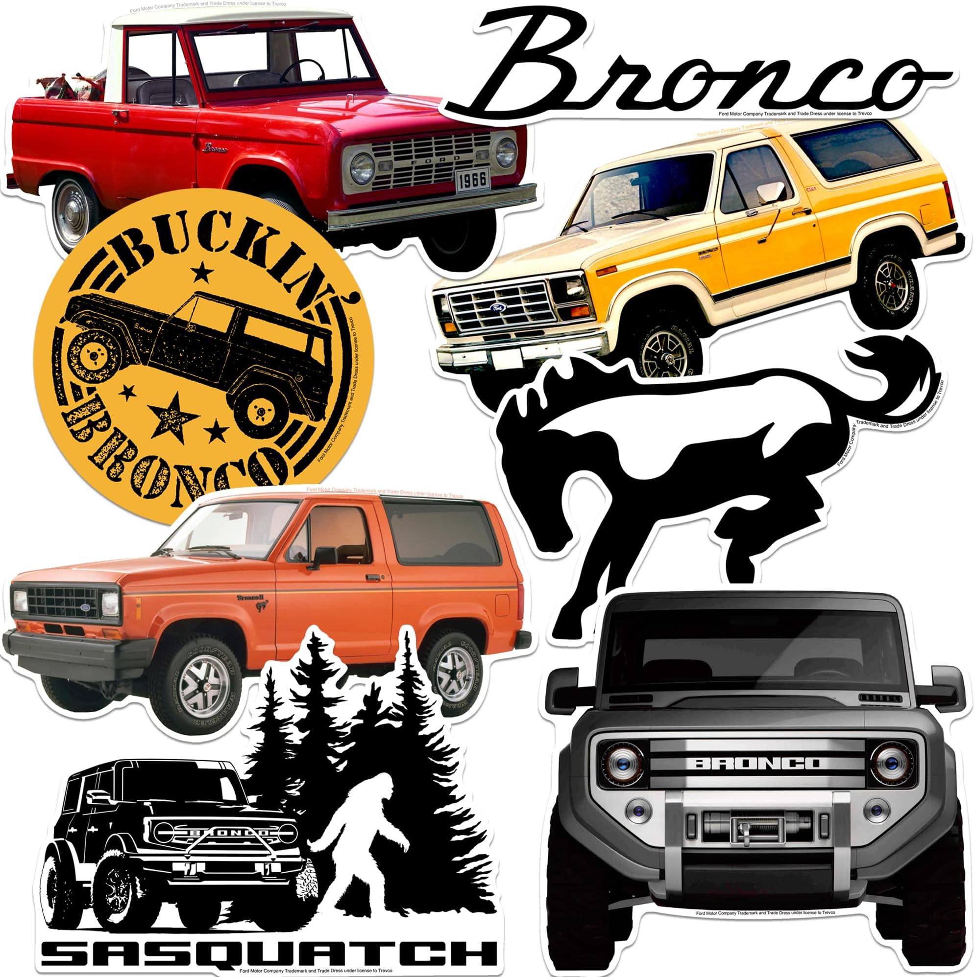 Amazon.com: Ford Bronco Vinyl Large Deluxe Stickers Variety Pack ...
