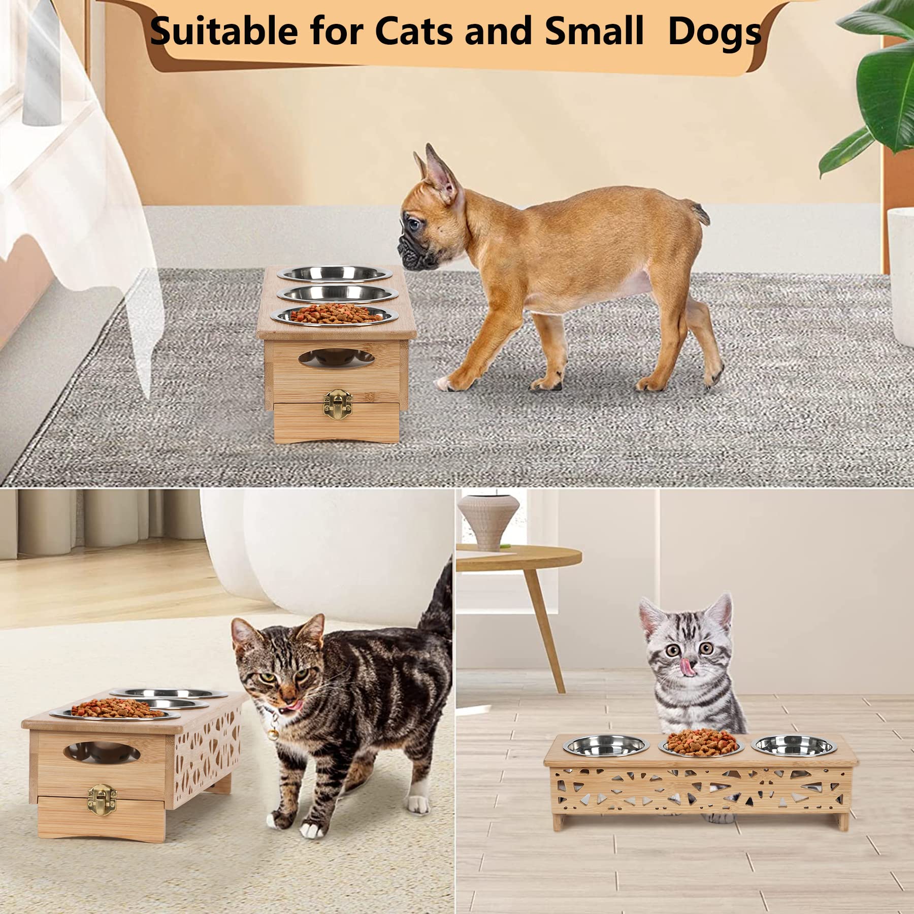 handrong Raised Cat Food Bowl Elevated Cat Bowls Cat Food and Water ...