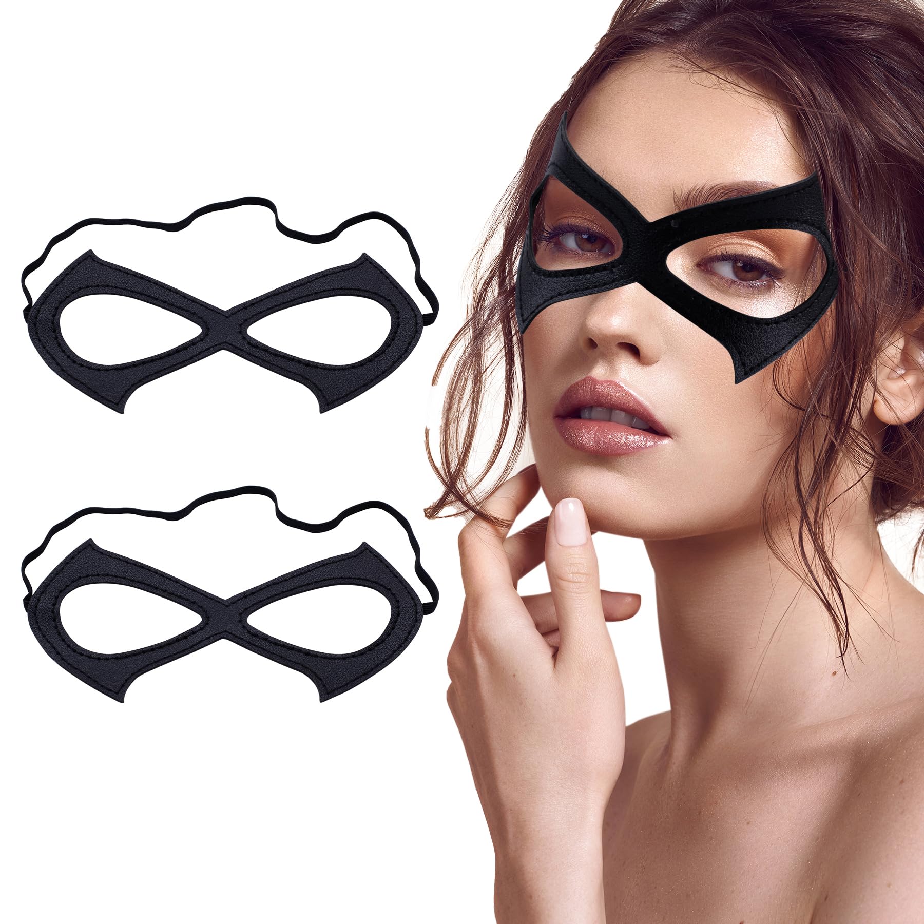 Amazon.com: woxafo 2PCS Cat Woman Mask, Black Cat Eye Mask, Leather ...