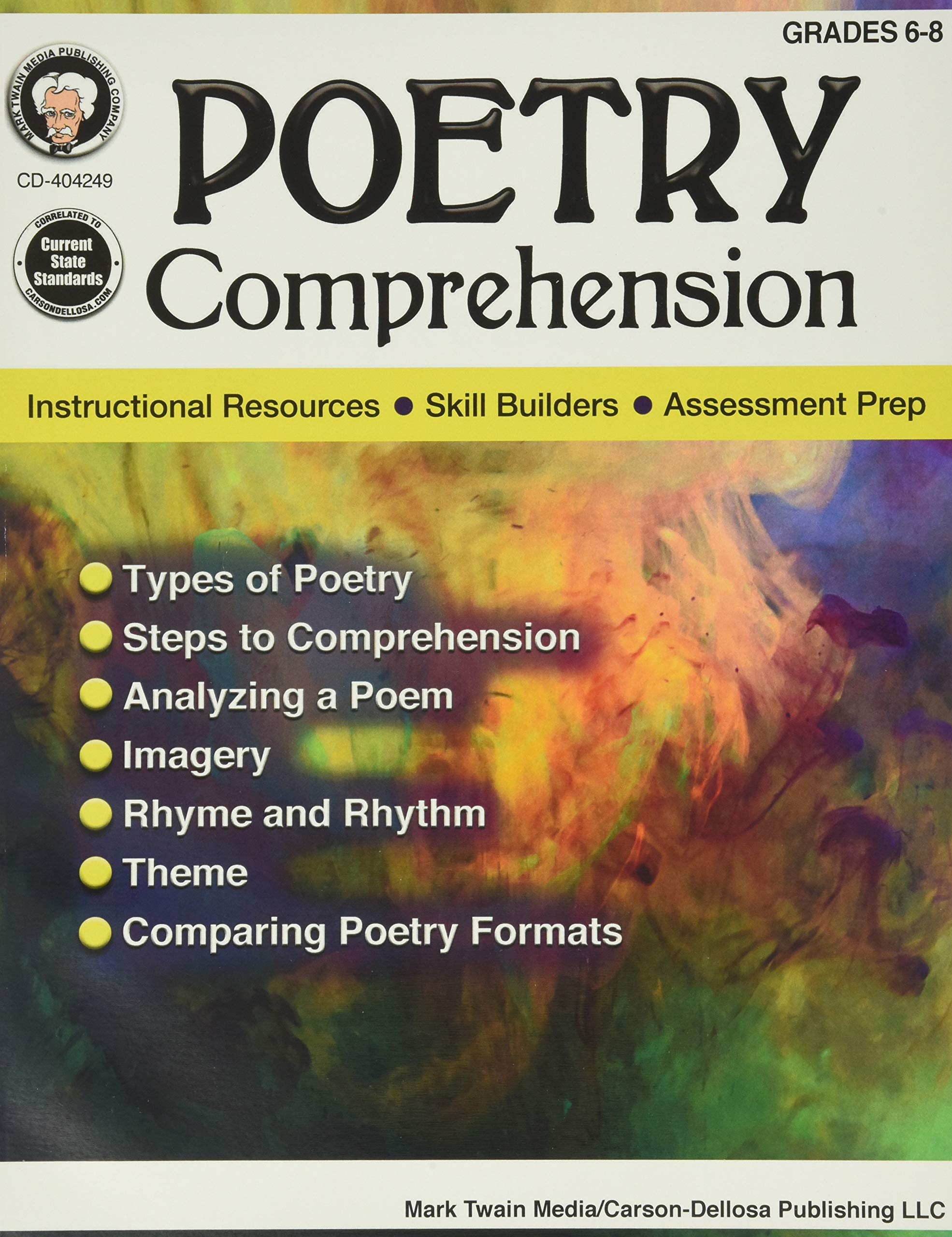 Mark Twain Grades 6-8 Poetry Reading Comprehension Workbook, Analyzing ...