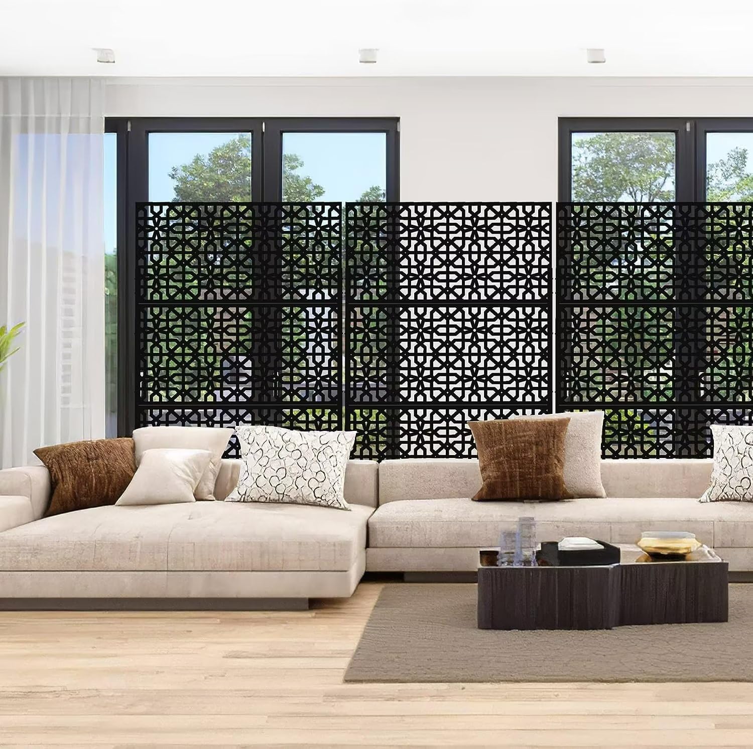 Snapklik.com : 72 H X 47 W Metal Privacy Screen, Outdoor Indoor Privacy ...