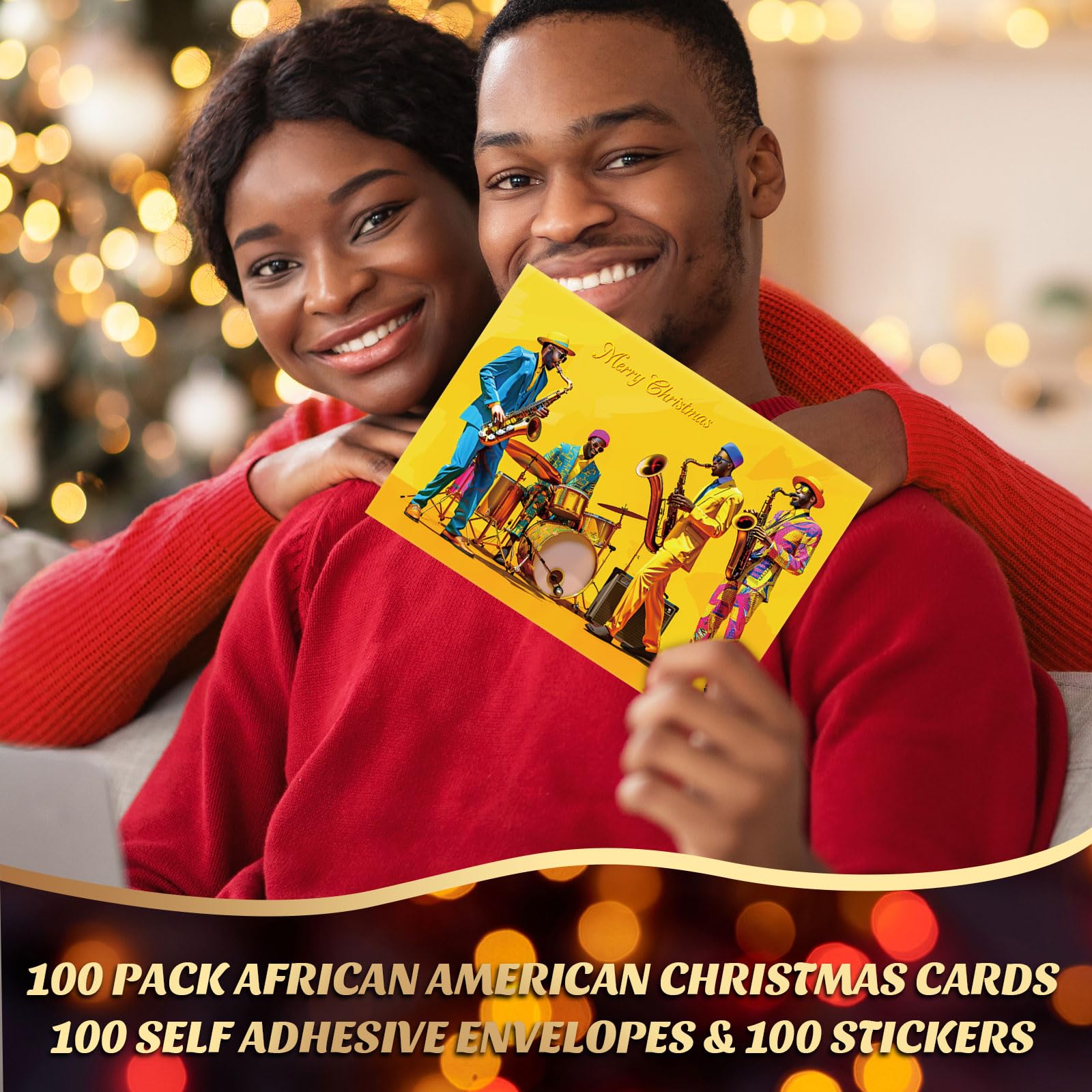 Snapklik.com : Zhanmai 100 Sets African American Christmas Cards
