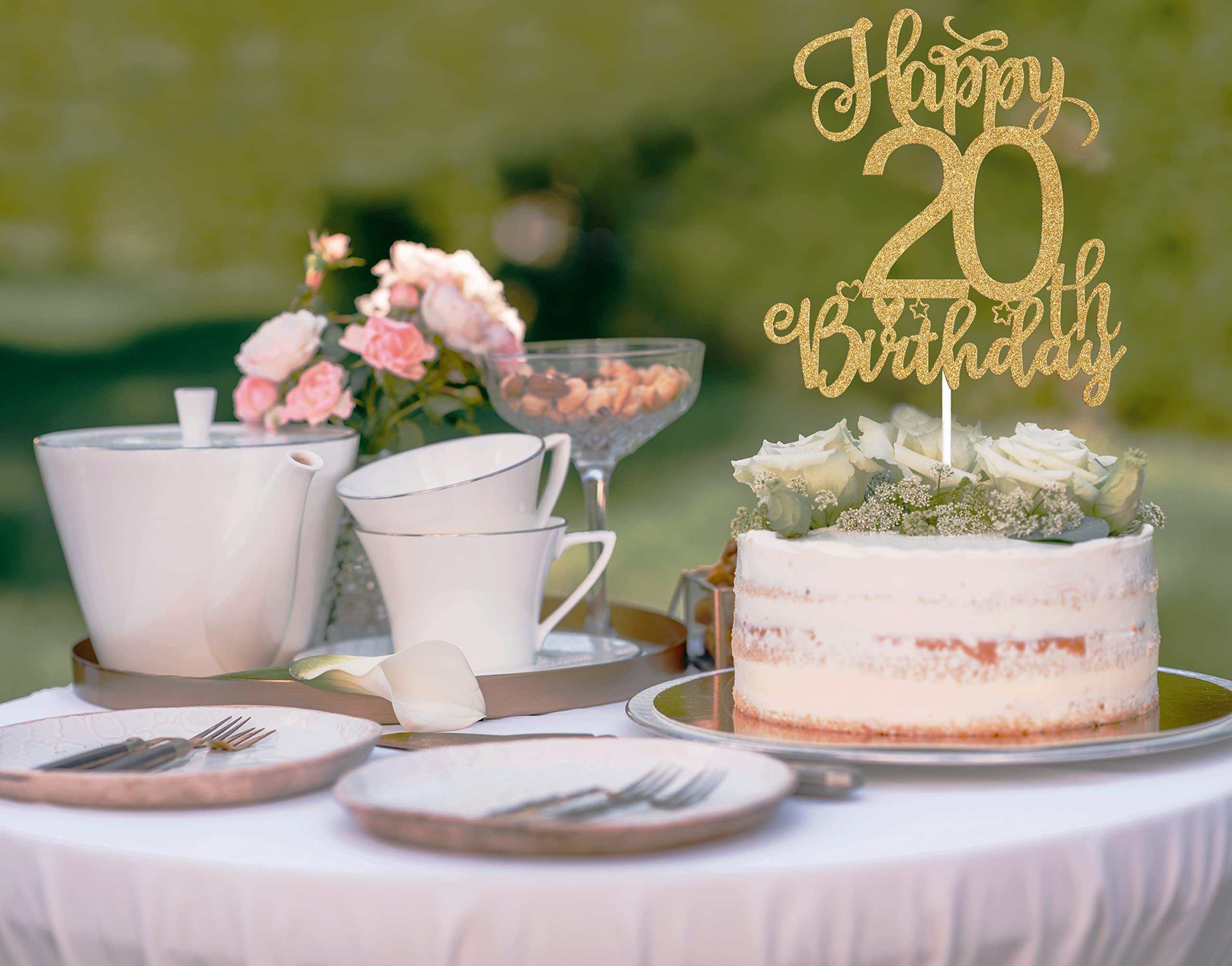 Birthday Party Photo Props "Twenty Fine" Acrylic Cake Topper - Golden ...