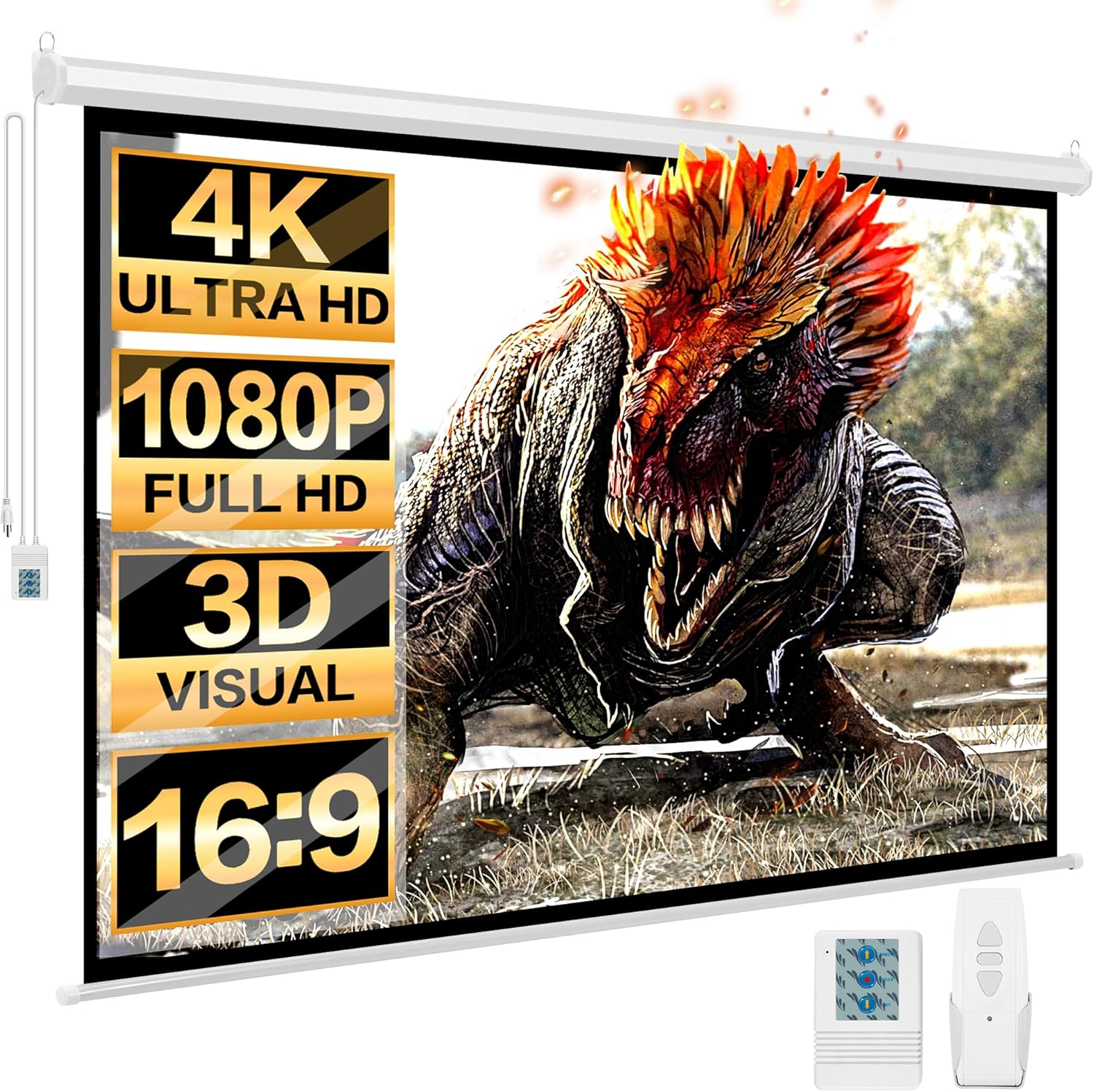Amazon.com: Antifir 100'' 16:9 HD Motorized Projection Screen with ...