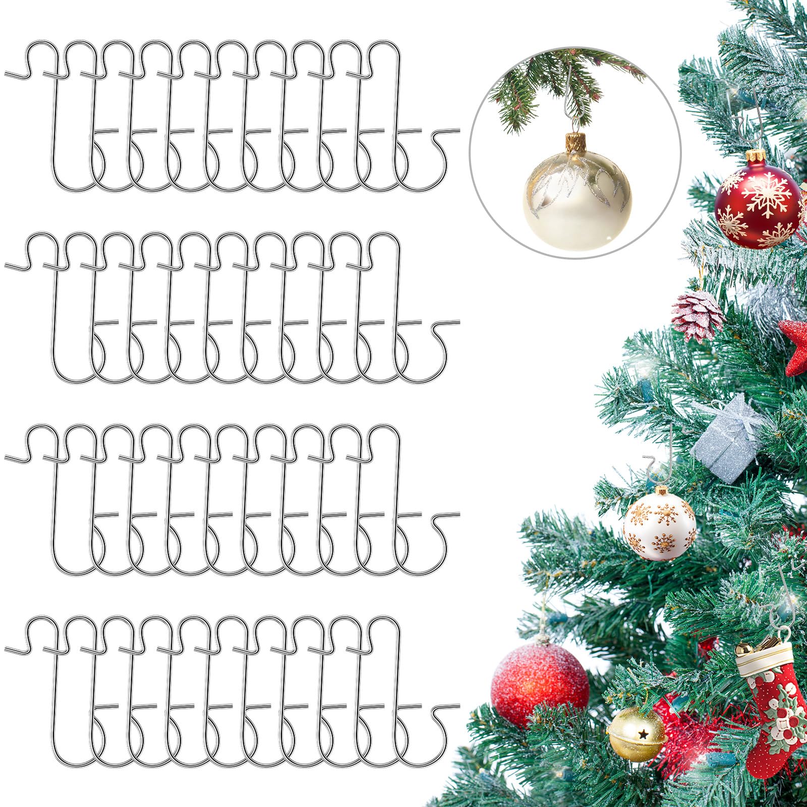 Amazon.com: kuaima Christmas Ornament Hooks, Small Silver Christmas ...