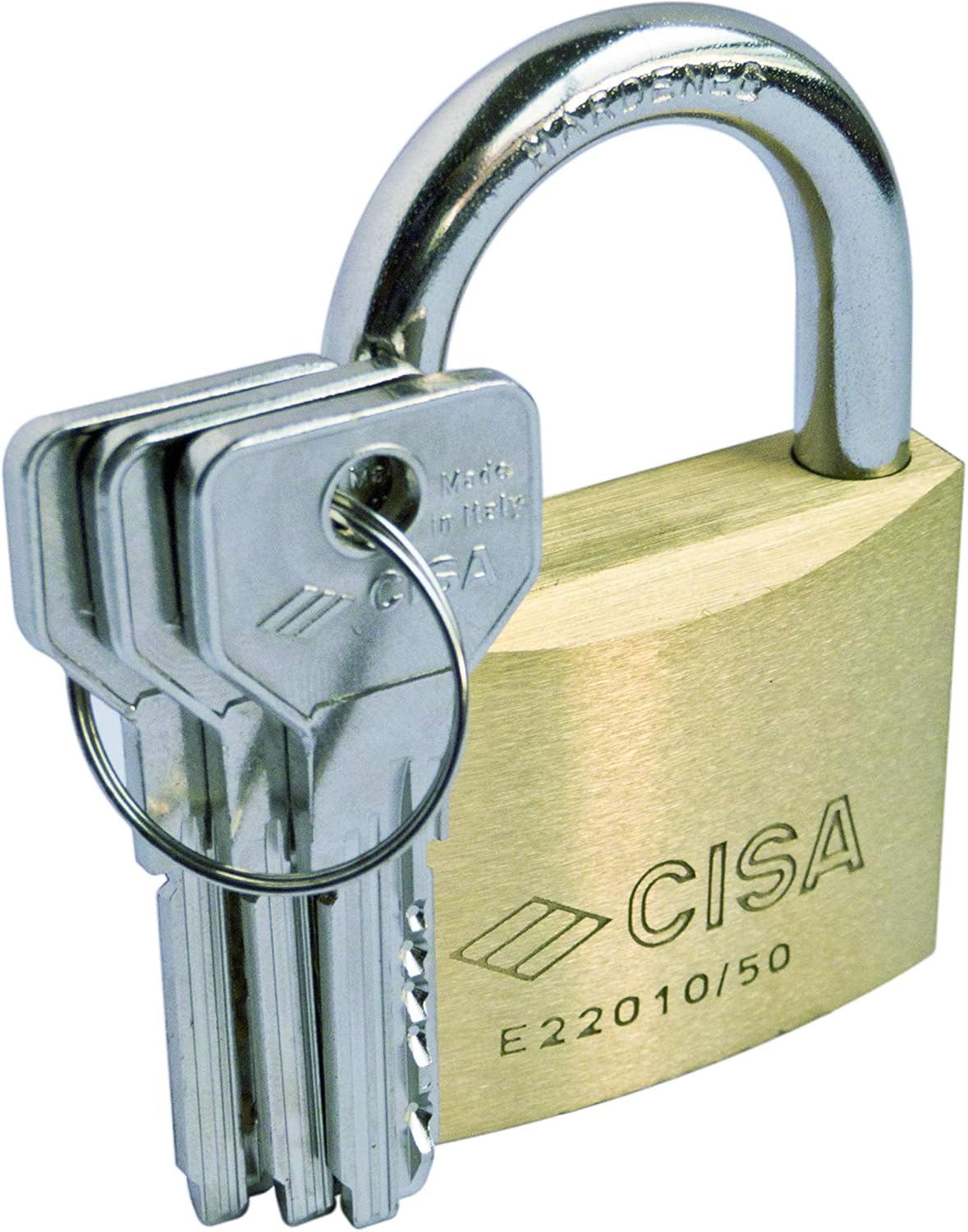 CISA Heavy-Duty Keyed Brass Hardened Shackle Weatherproof Padlock with ...