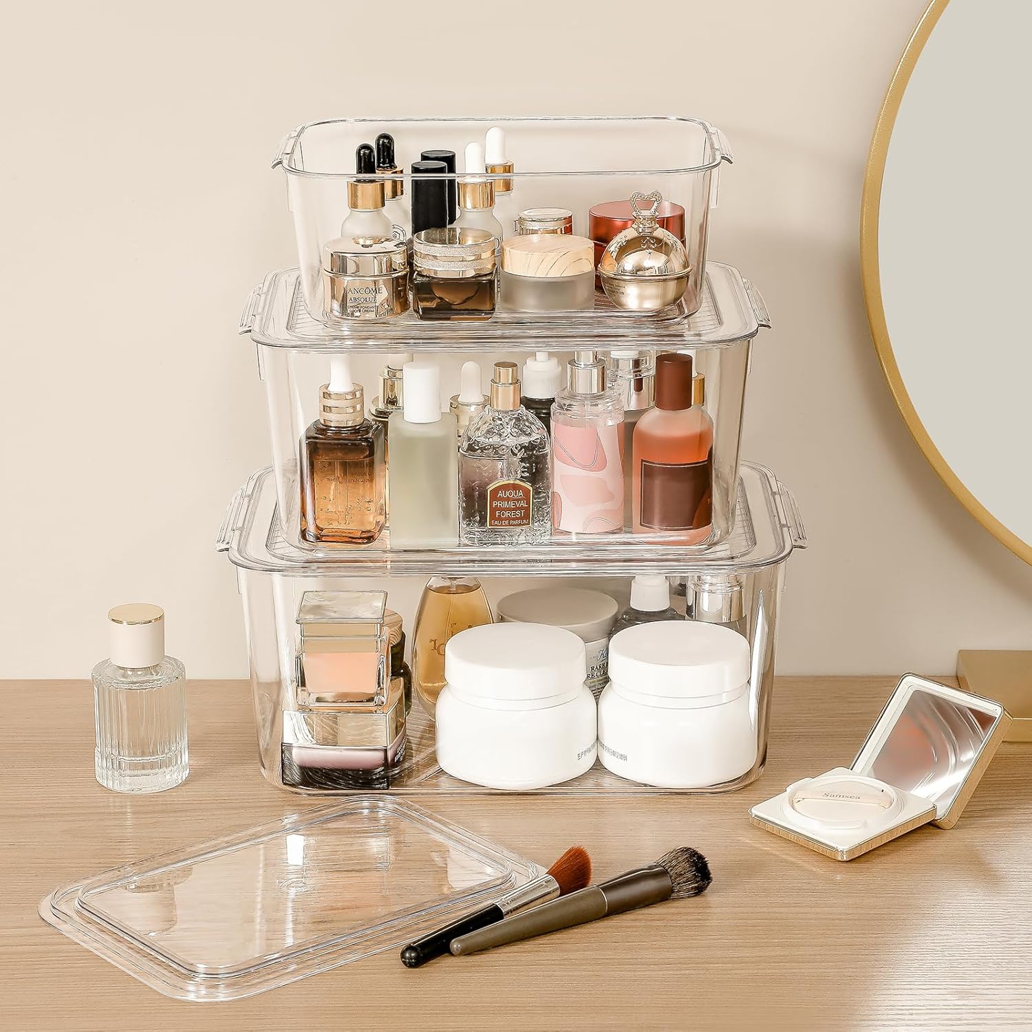 Amazon.com: WUHUME Clear Stackable Storage Bins With Lids,Plastic ...