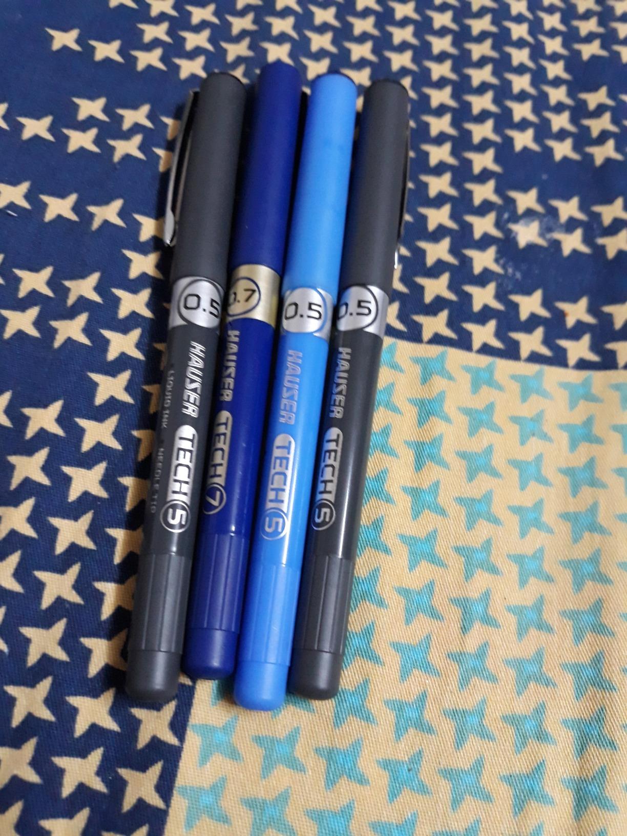 Hauser Tech-5 Liquid Ink Pen Pack of Blue 2 Black 2 : Amazon.in