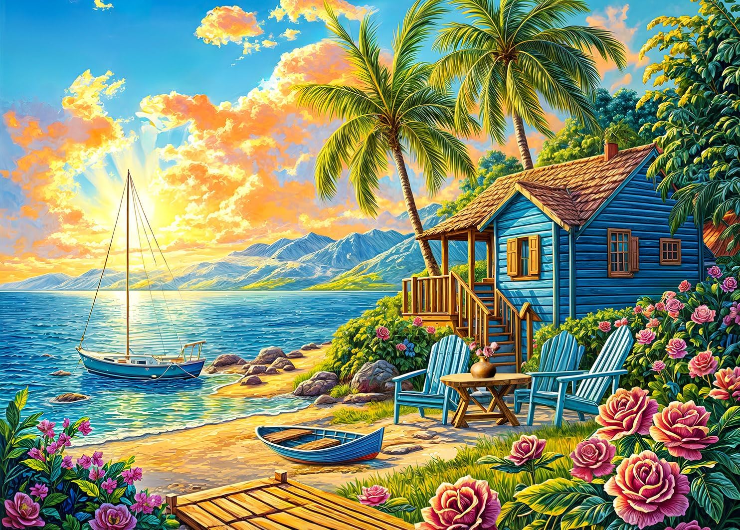 Amazon.com: HUADADA 1000 Piece Puzzles for Adults - Summer Beach ...