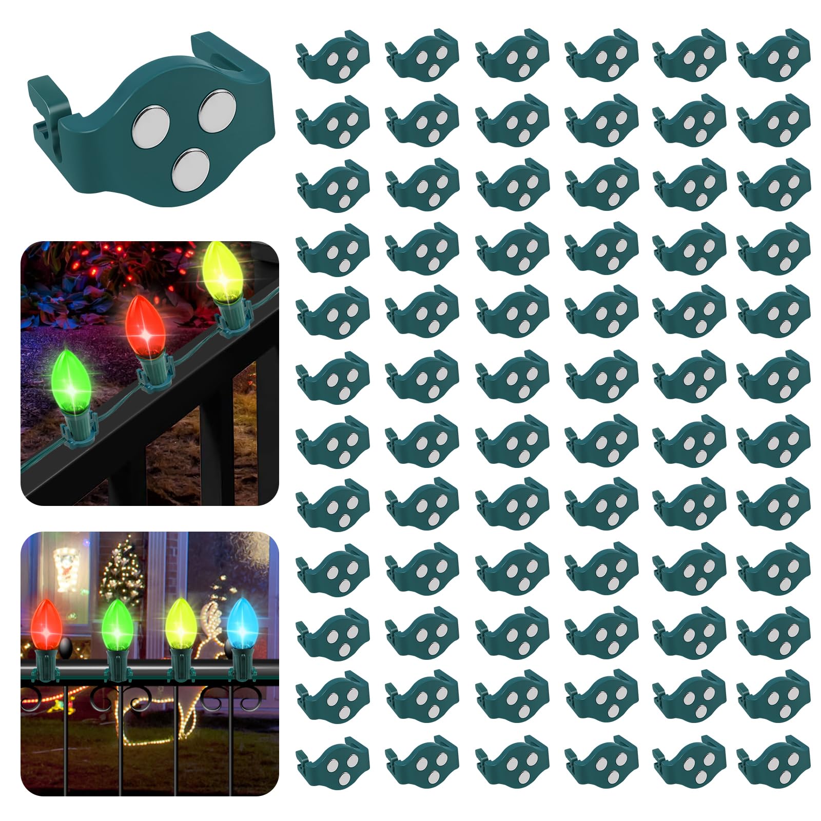 Amazon.com: 100 Pack C9 Magnetic Christmas Light Clips, Extra Strong ...