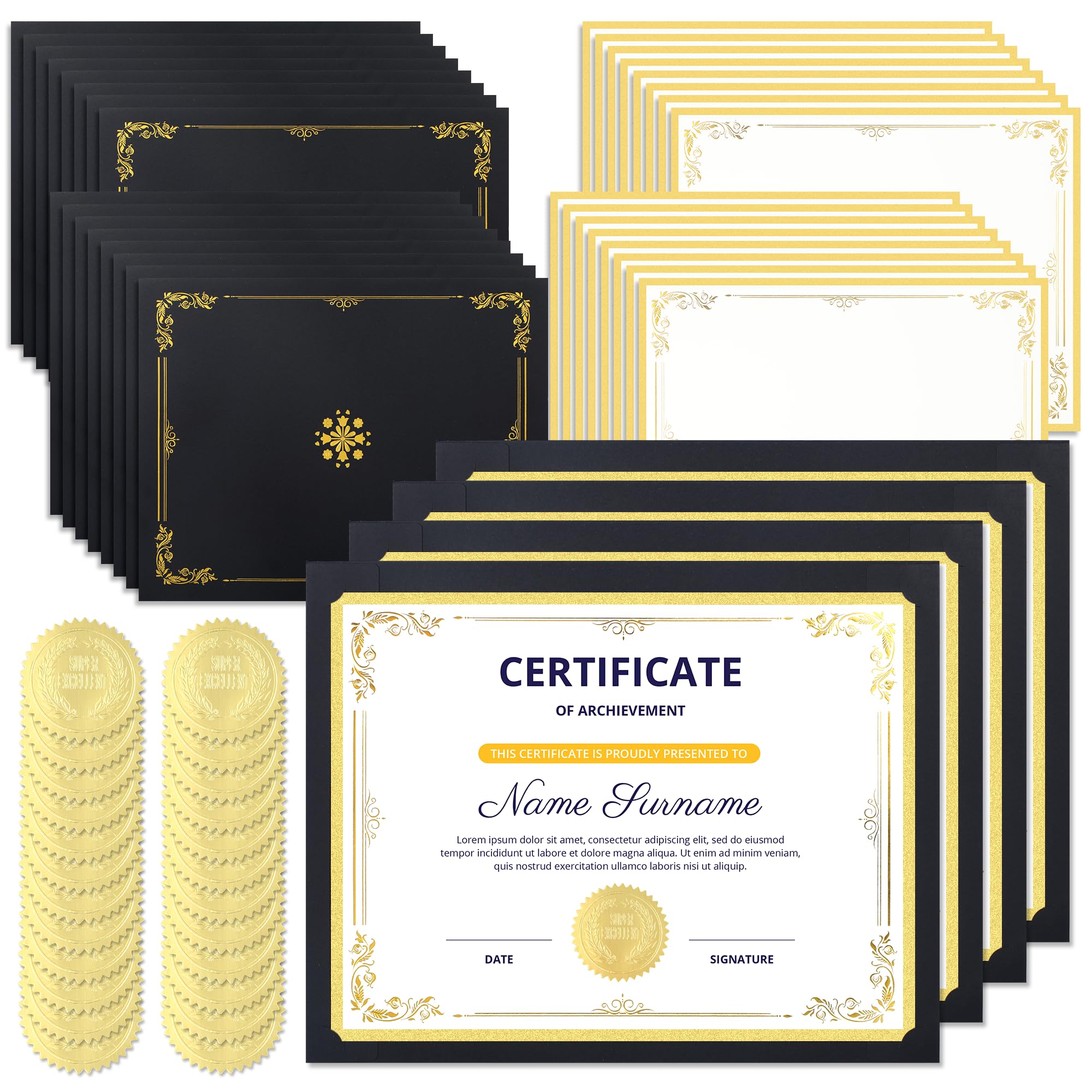 Amazon.com : 75Pcs Certificate Kit, Includes 25 Certificate Holders, 25 ...