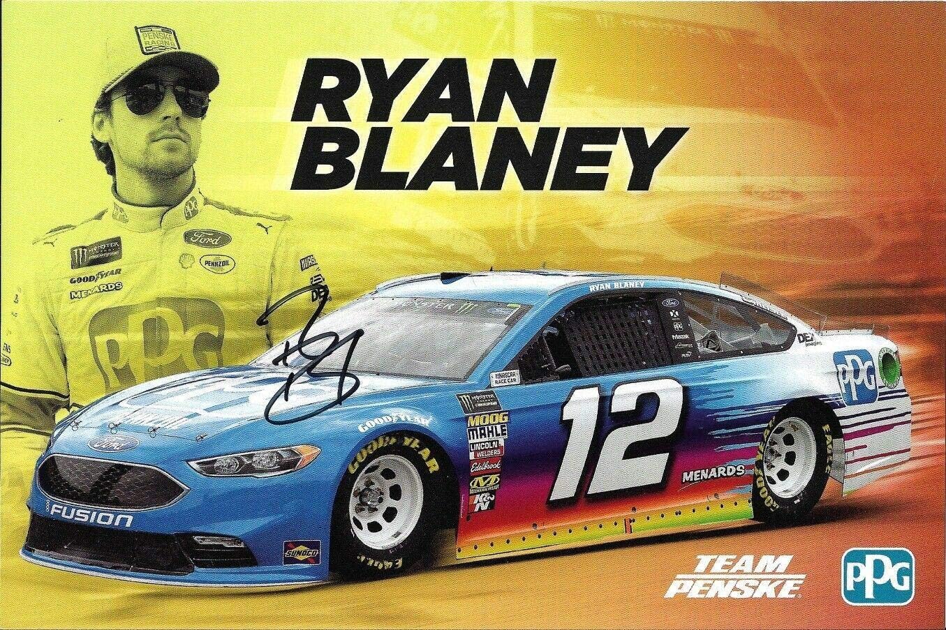2018 Ryan Blaney Rev Vehicles Penske PPG Signed Auto 6x9 Post Hero Card ...