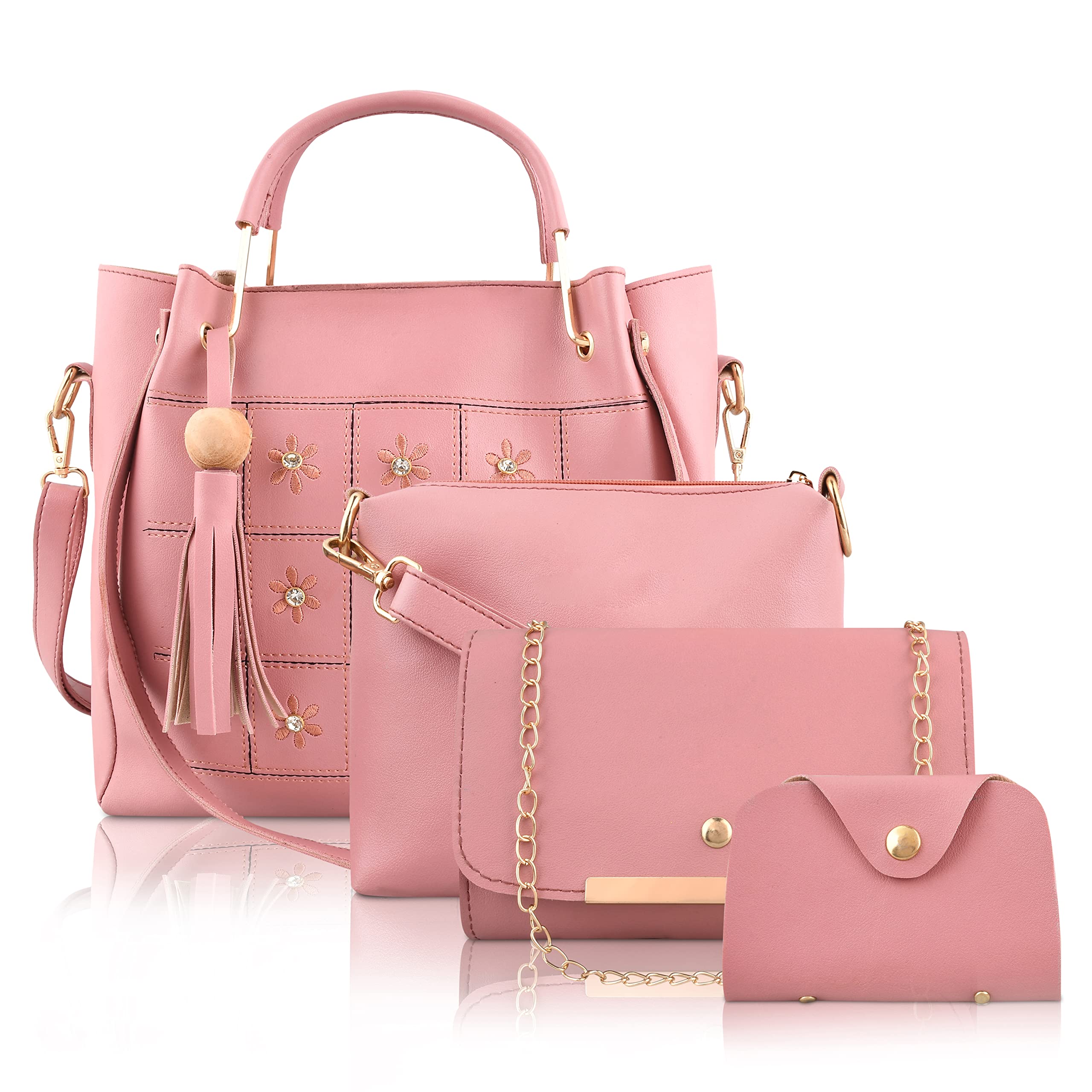 Fargo Handbag For Women And Girls Combo Set Of 4 (Pink_BoxEmbro_FGO-476 ...