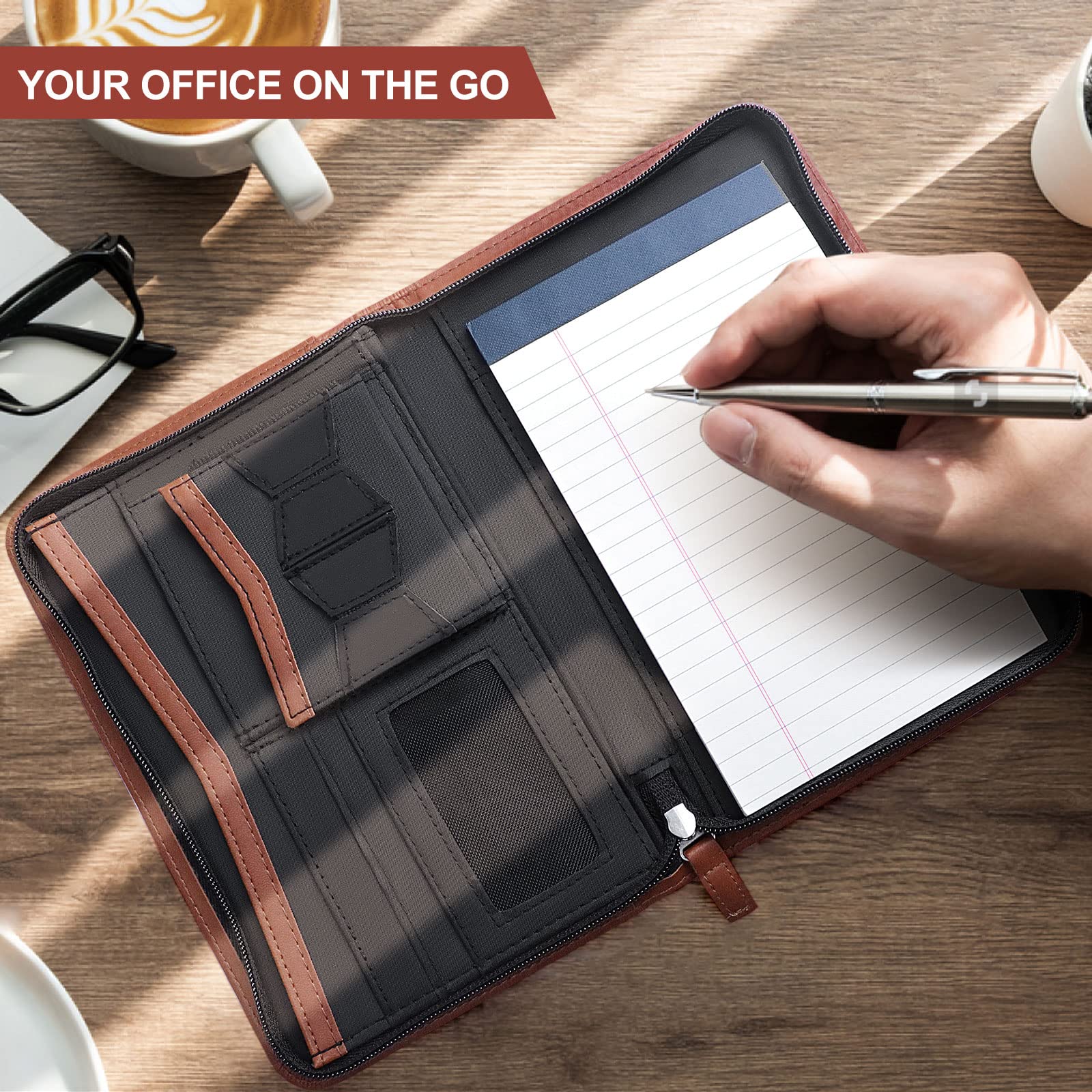 Snapklik.com : Godery Padfolio/Portfolio, Leather Zippered Padfolio ...