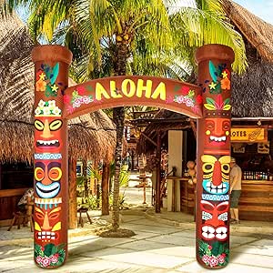 Amazon.com: RoundFunny 8.5 Ft Tiki Inflatables Hawaiian Luau Party ...