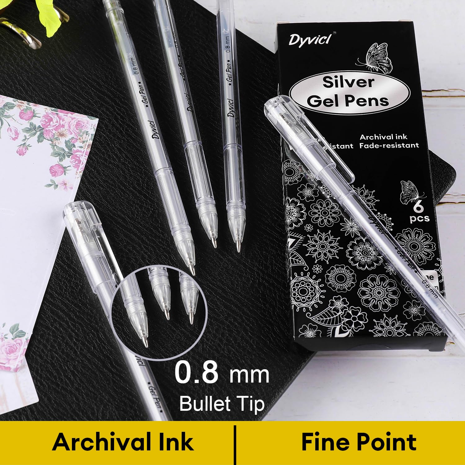 Snapklik.com : Metallic Silver Gel Pens, 0.8 Mm Fine Pens Gel Ink ...