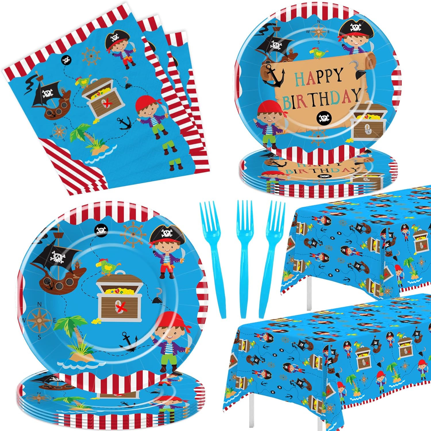 Amazon.com: APOWBLS Pirate Birthday Party Supplies - Pirate Party ...