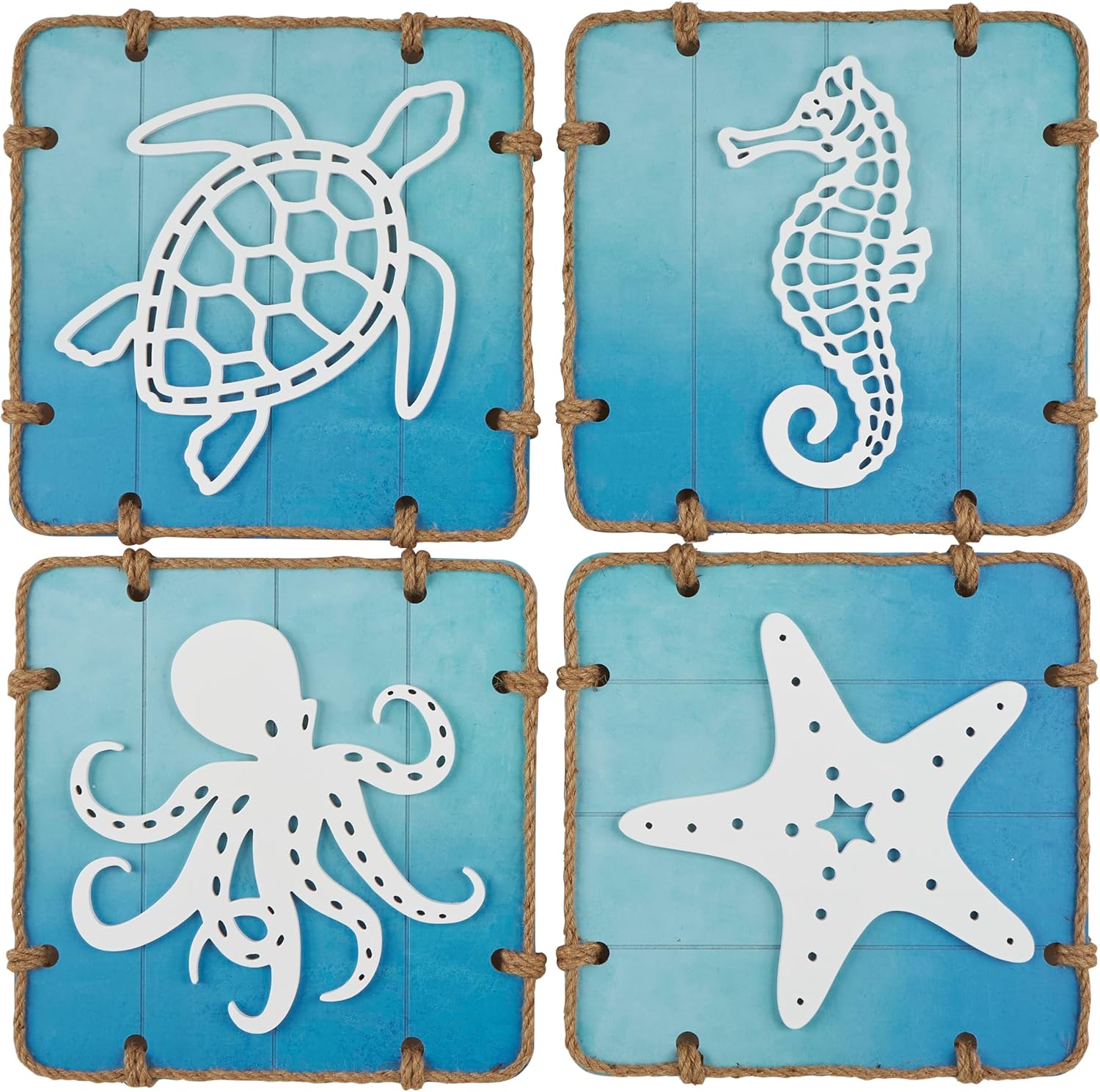 Amazon.com: Deco 79 Wooden Sea Life Home Wall Decor Ombre Wall ...