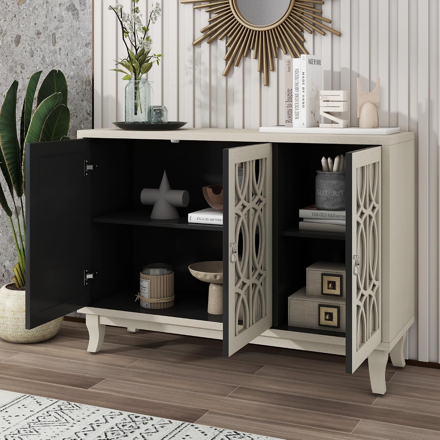 Amazon.com: LUMISOL Mirrored Sideboard Storage Cabinet with Doors for ...