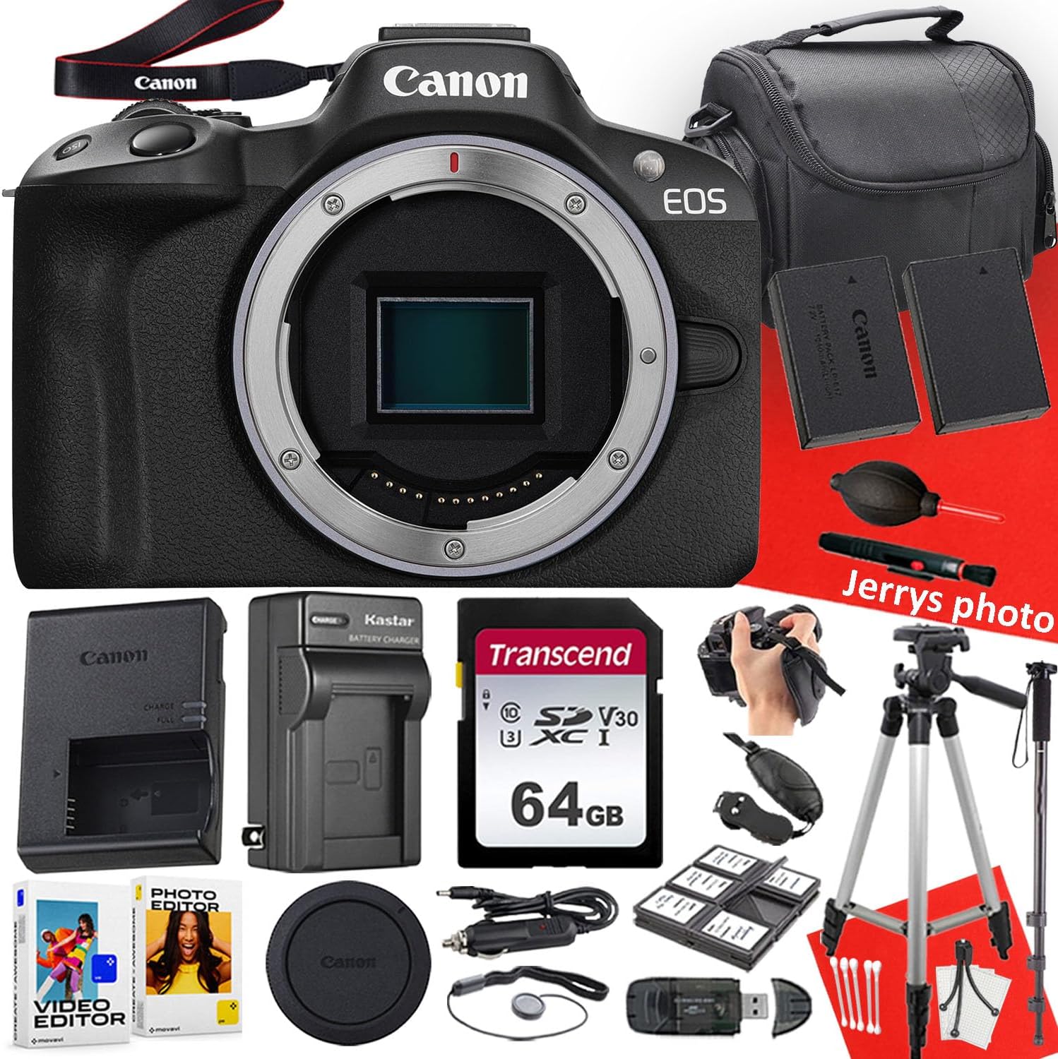 Amazon.com : Canon EOS R50 Mirrorless Camera (Body Only) + 64 GB Memory + Tripod + Monopod ...