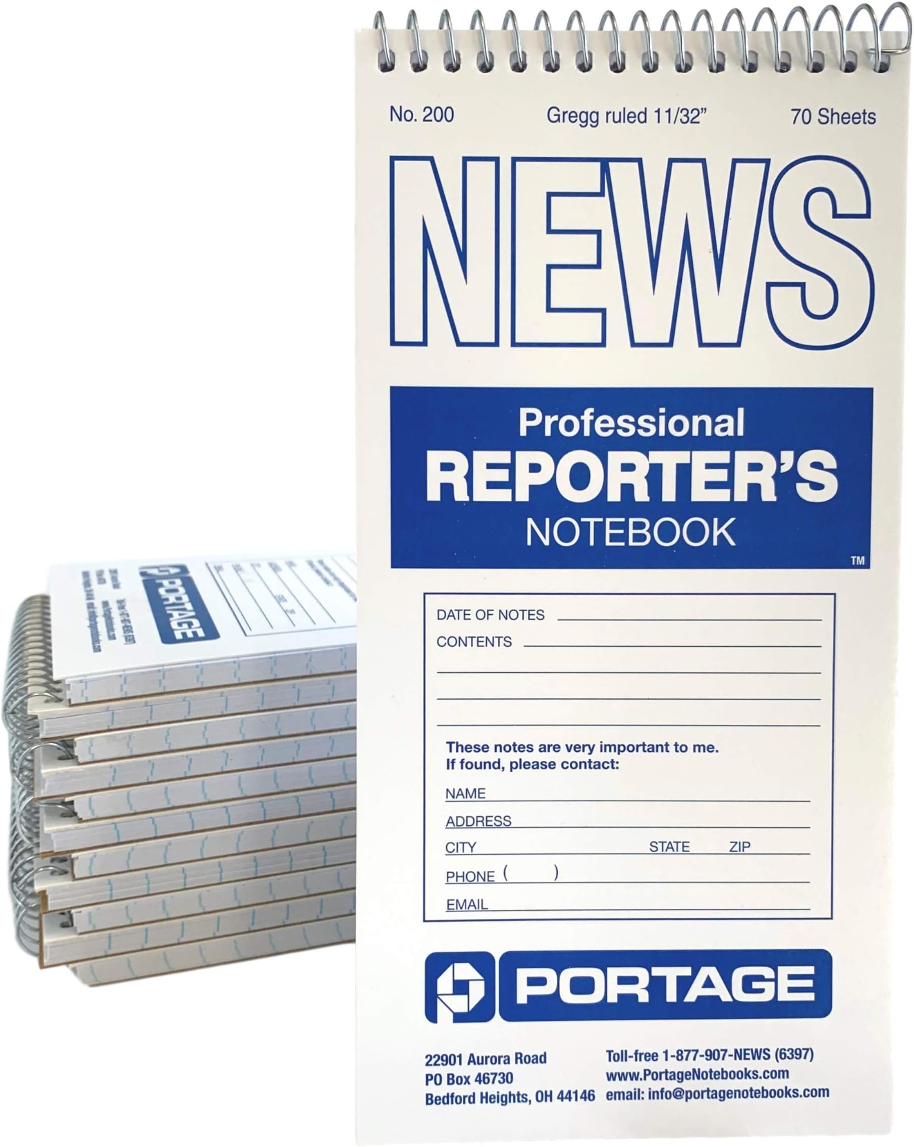 Amazon.com: Portage Reporters Notebook – Top Bound Spiral Pocket ...