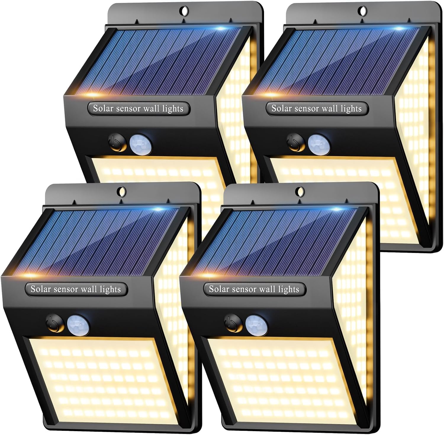 [4 Pack] 140LED Solar Security Lights Outdoor, Solar Motion Sensor Lights 270ºWide Angle ...