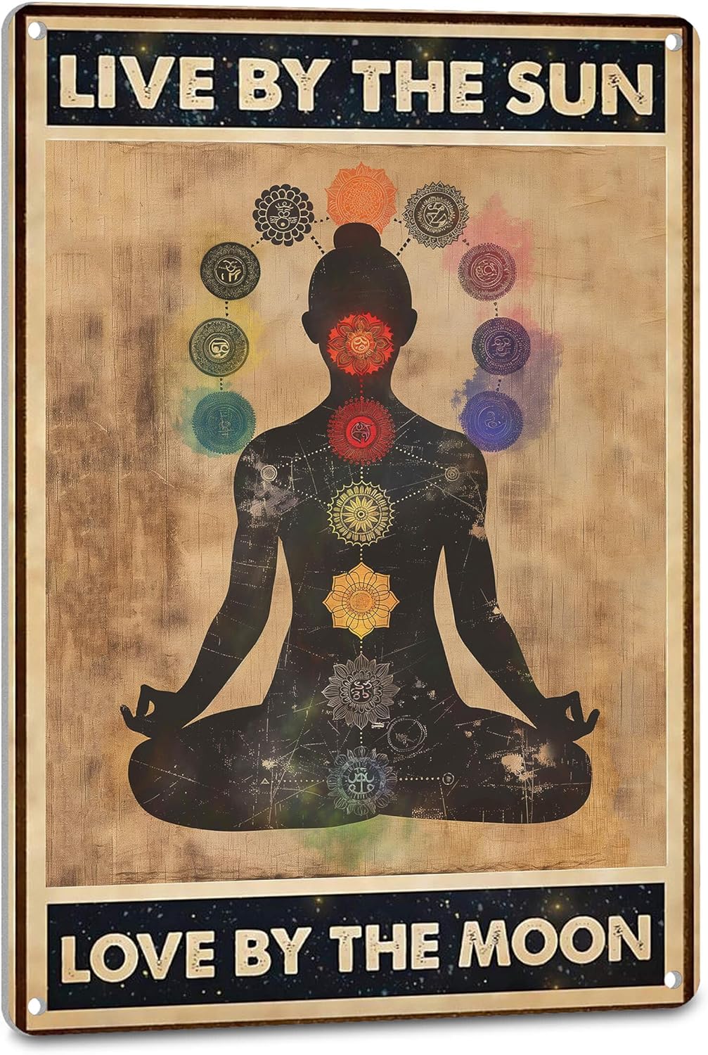 Amazon.com: NEGLAI Vintage Chakra Decor Poster Yoga Wall Art Zen ...
