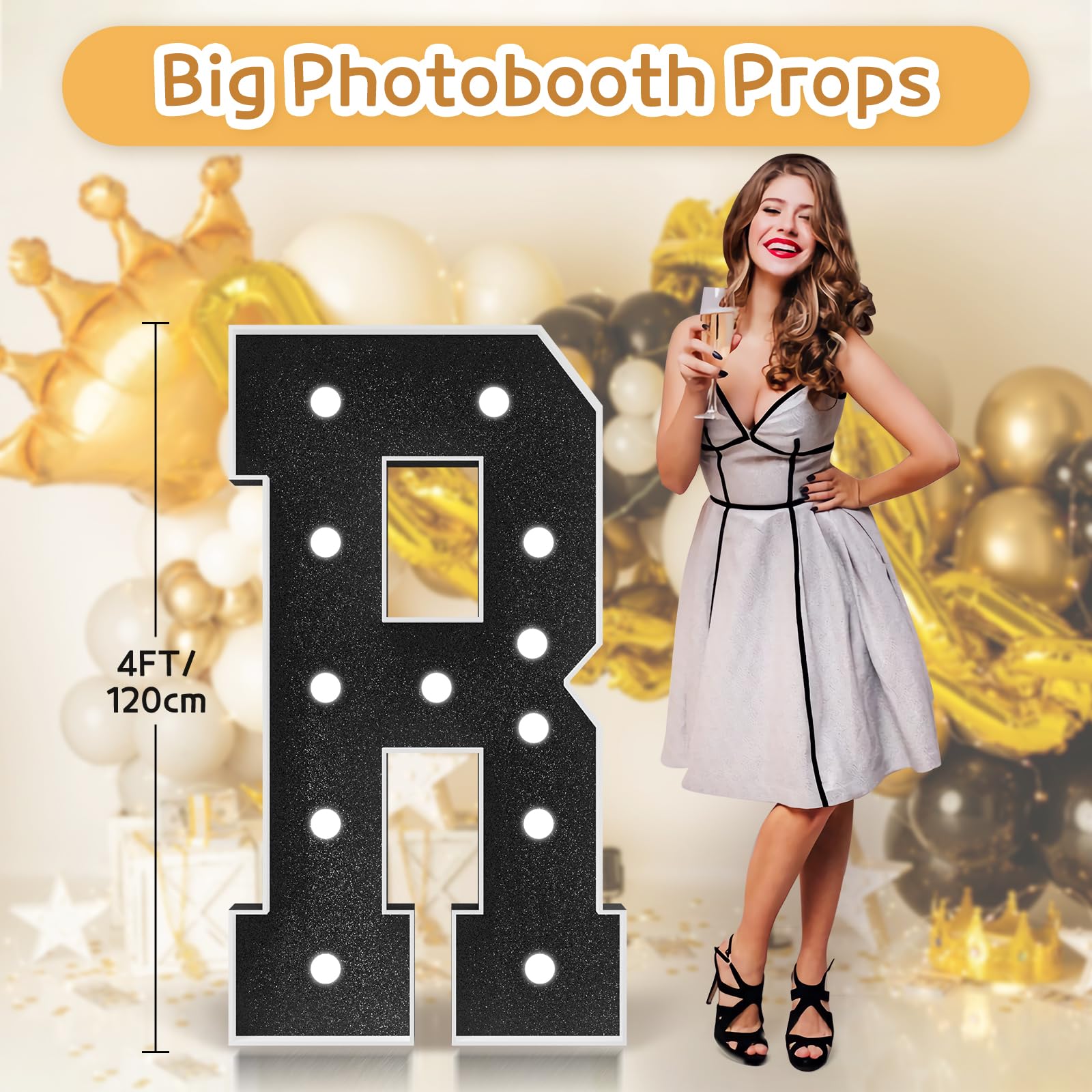Snapklik.com : Marquee Letters Black Birthday Decorations: Large 4 Feet ...