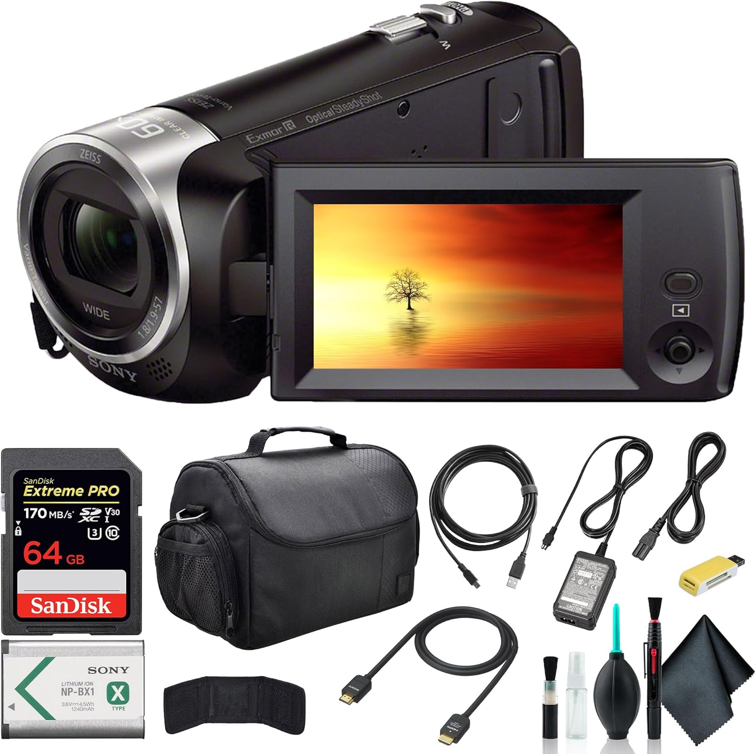 Amazon.com : Sony HDR-CX405 HD Handycam HDRCX405/B, 64GB Memory Card ...