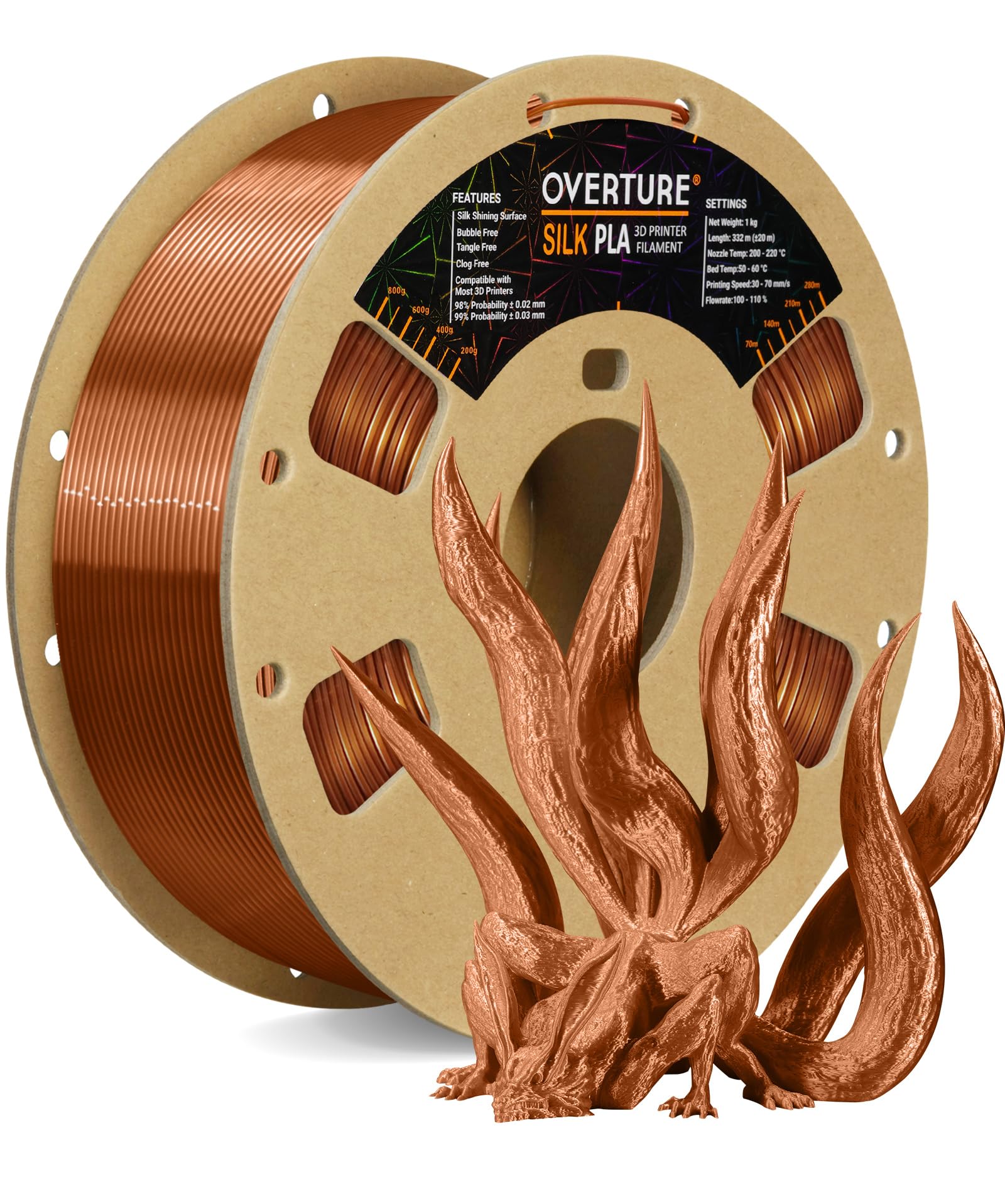 Snapklik.com : OVERTURE Silk Filament PLA 1.75mm Clog-Free Shiny 3D ...