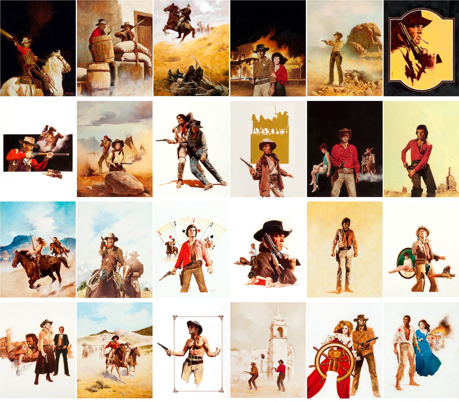 Snapklik.com : Vintage PostCards 24 Pcs Vintage Western Art Man ...
