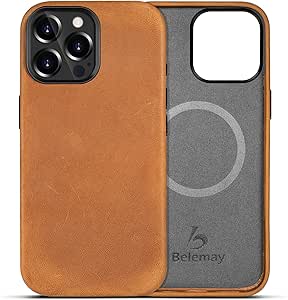 Amazon.com: Belemay Compatible with iPhone 15 Pro Leather Case with Magsafe - Top Grain Vintage ...